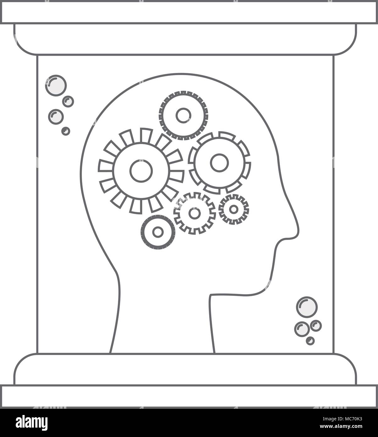 Human head gears work outline hi-res stock photography and images - Alamy