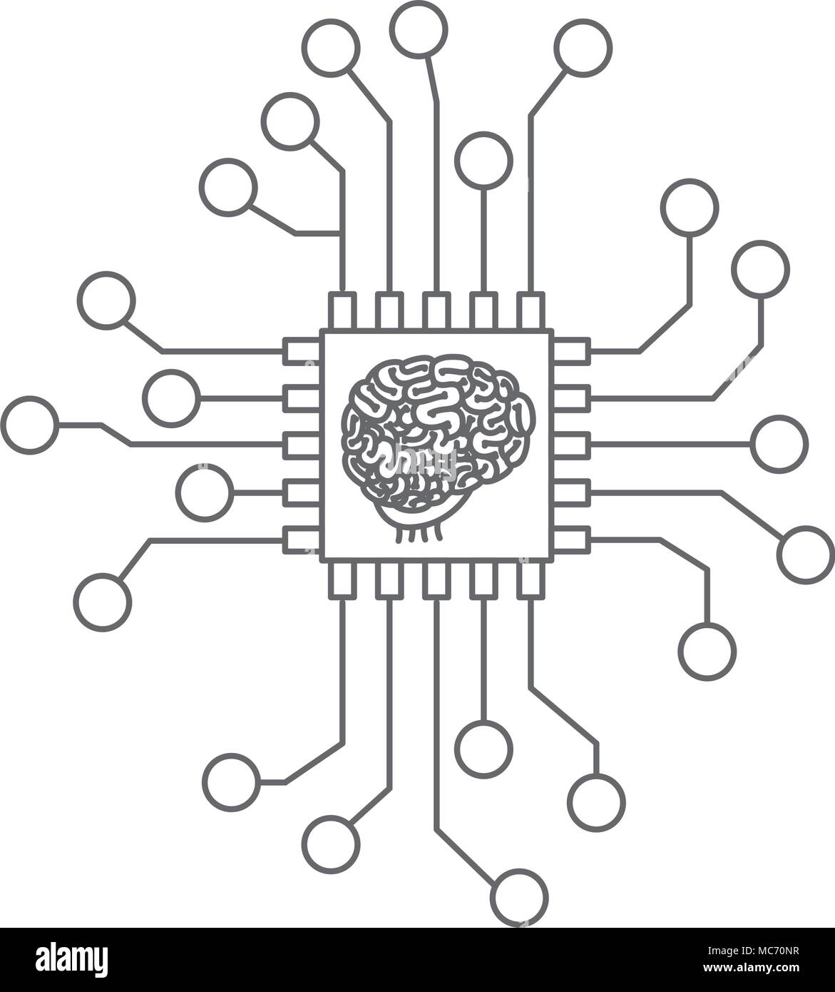 processor with brain icon vector illustration design Stock Vector Image ...