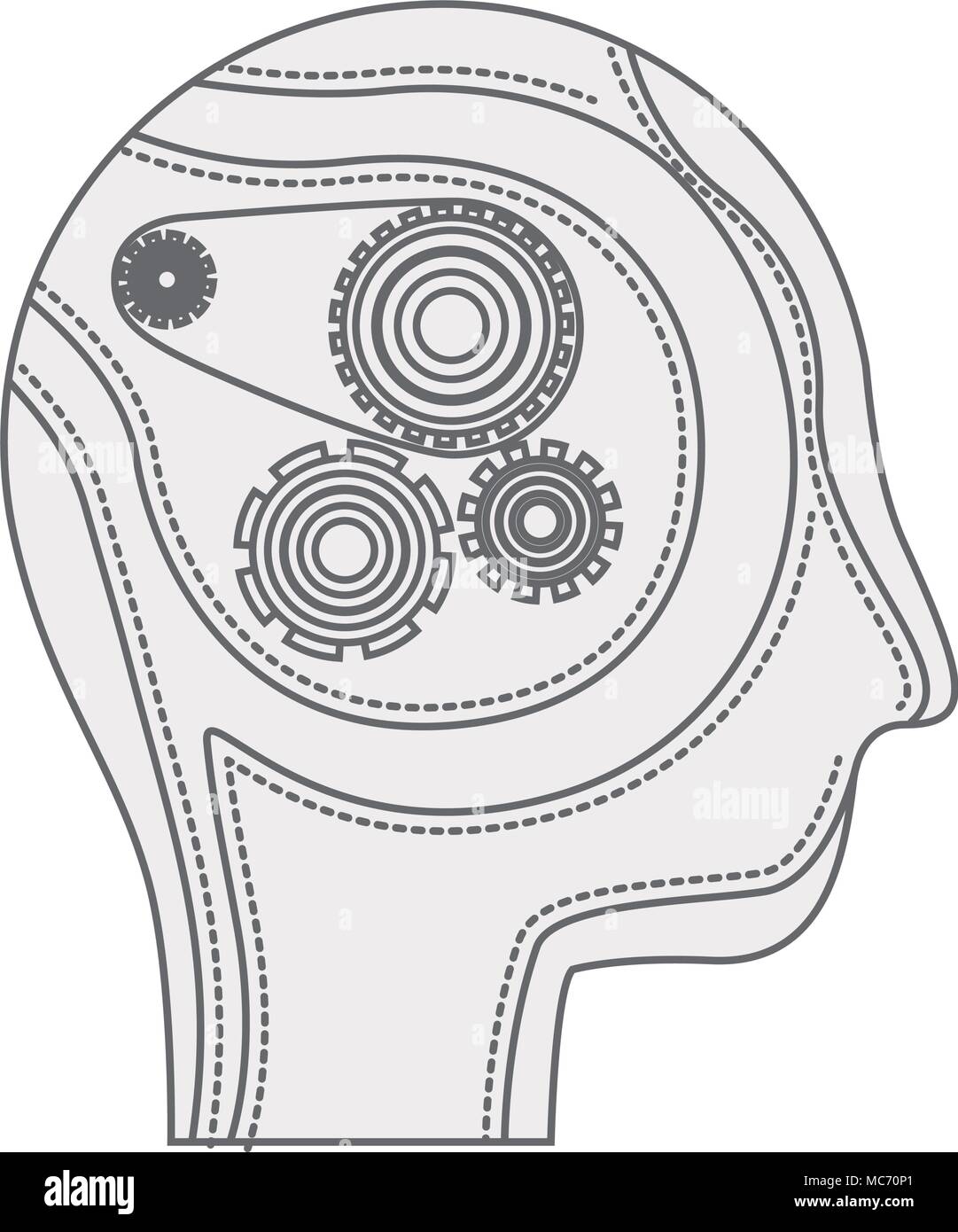 Human head gears work outline hi-res stock photography and images - Alamy