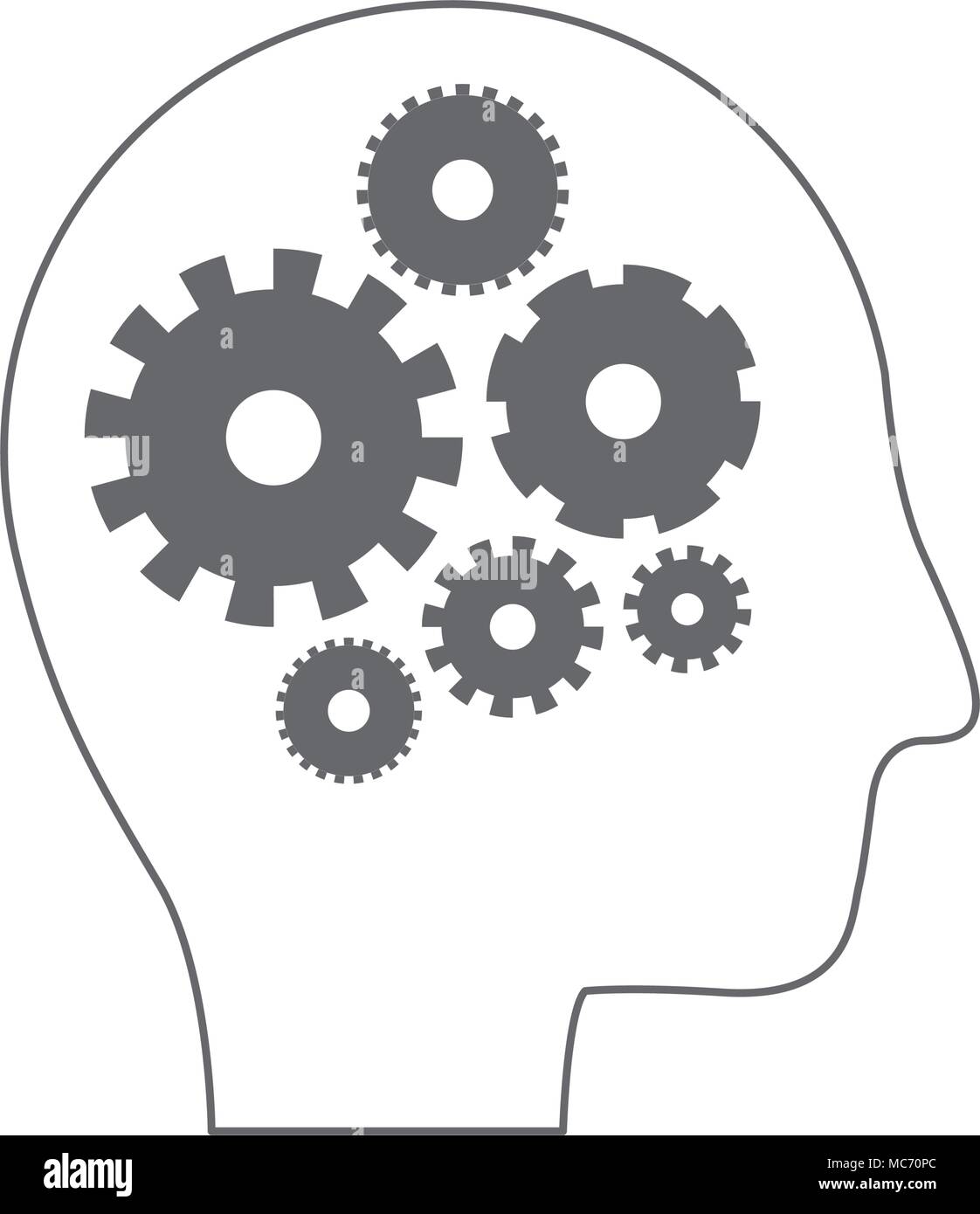Human head gears work outline hi-res stock photography and images - Alamy