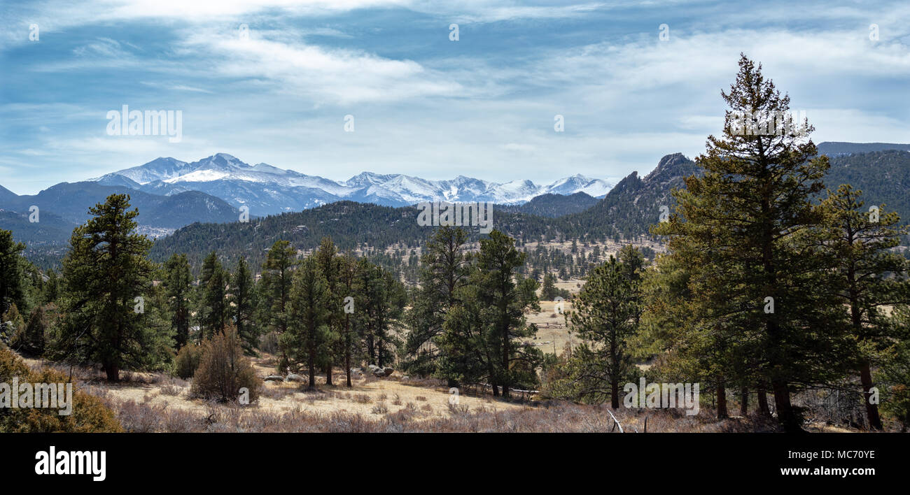 Long's Peak and Rocky Mountains Viewed from Lumpy Ridge Trail Stock ...