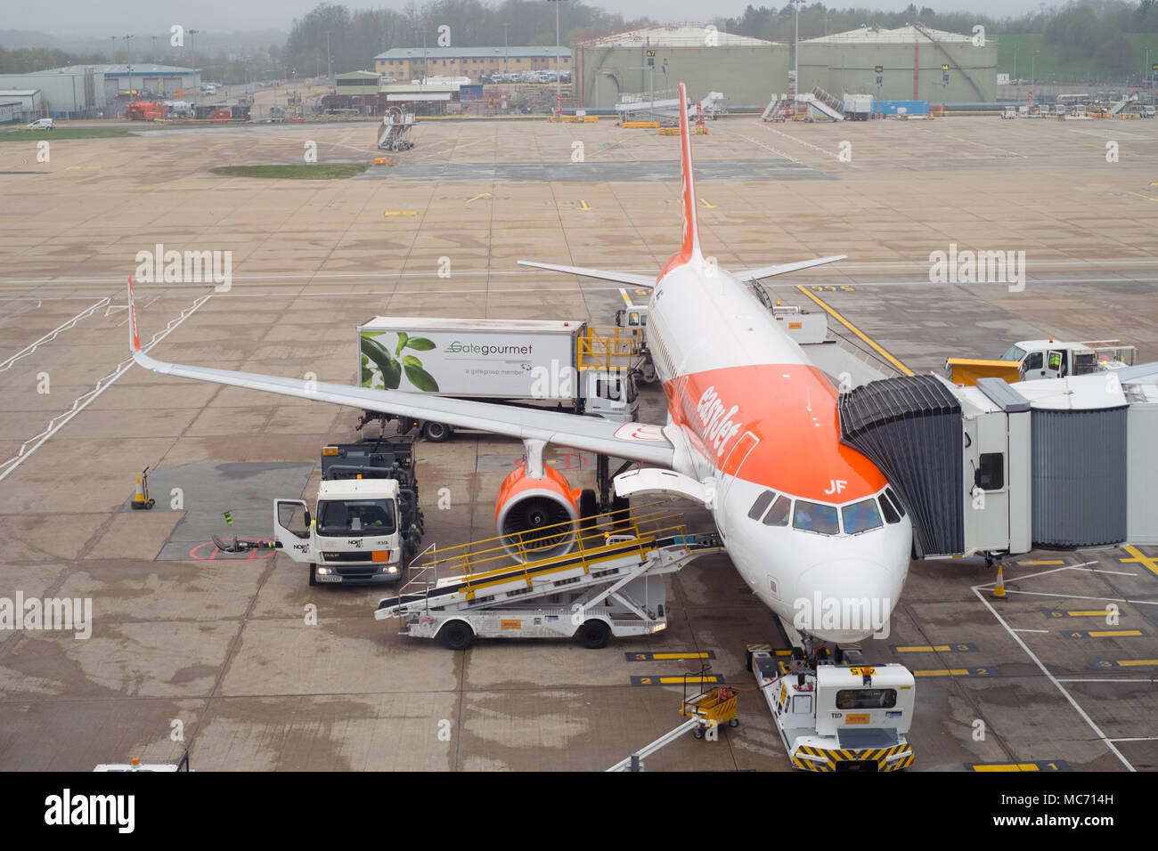 Easyjet passenger jet at london gatwick lgw hi-res stock photography ...