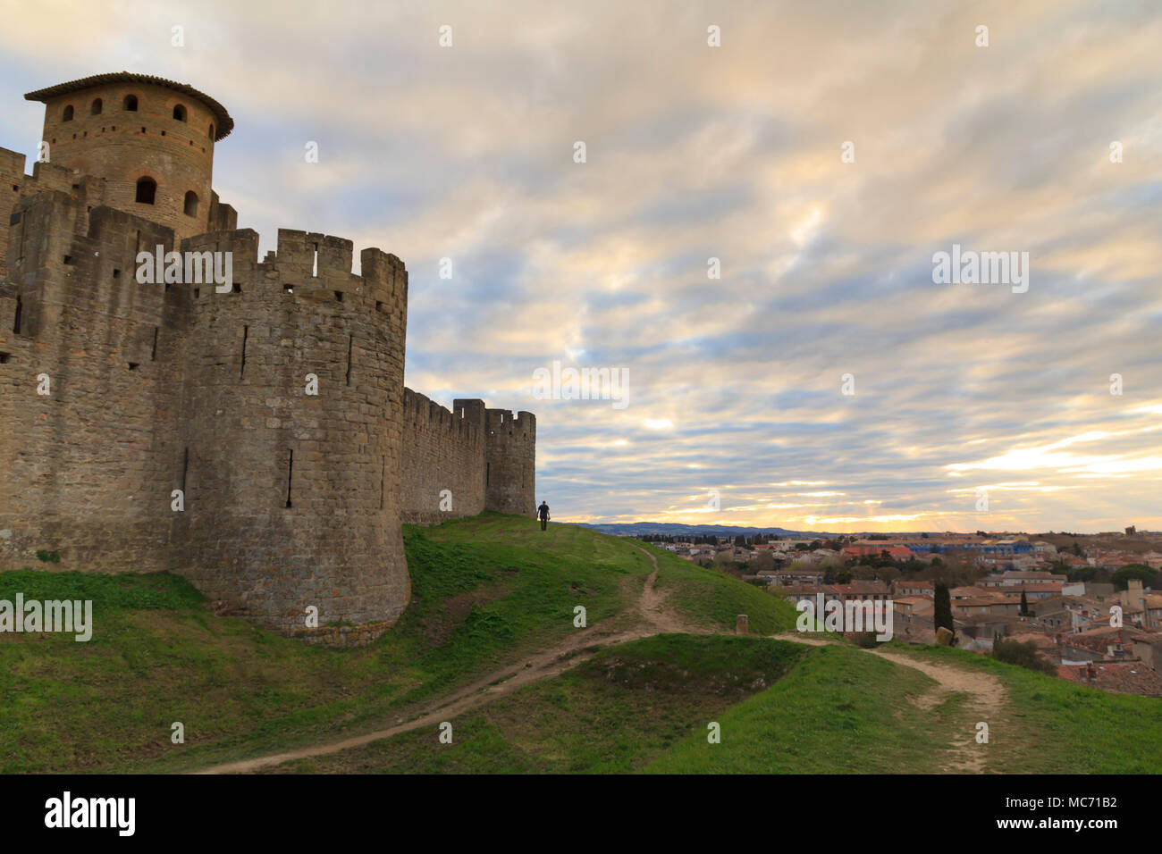 The Citadel in Carcassonne, a medieval fortress in the french ...