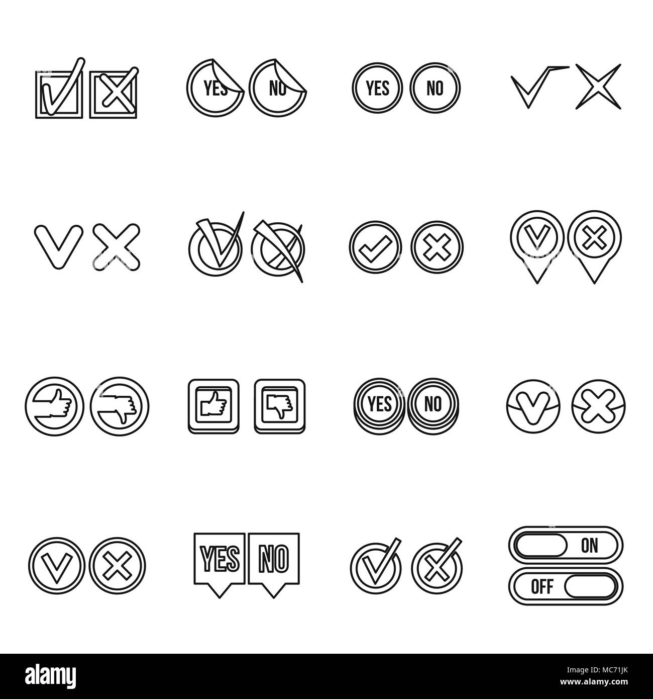 Check mark icons set, outline style Stock Vector Image & Art - Alamy