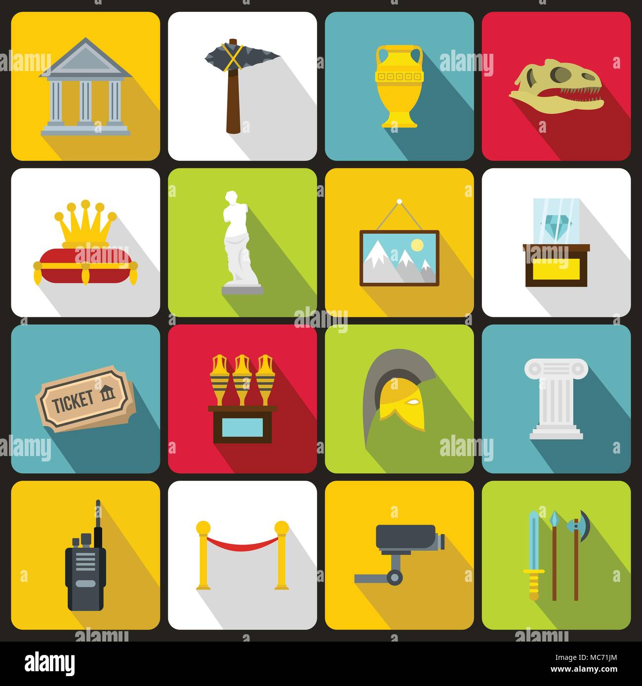 Museum icons set, in flat style Stock Vector Image & Art - Alamy