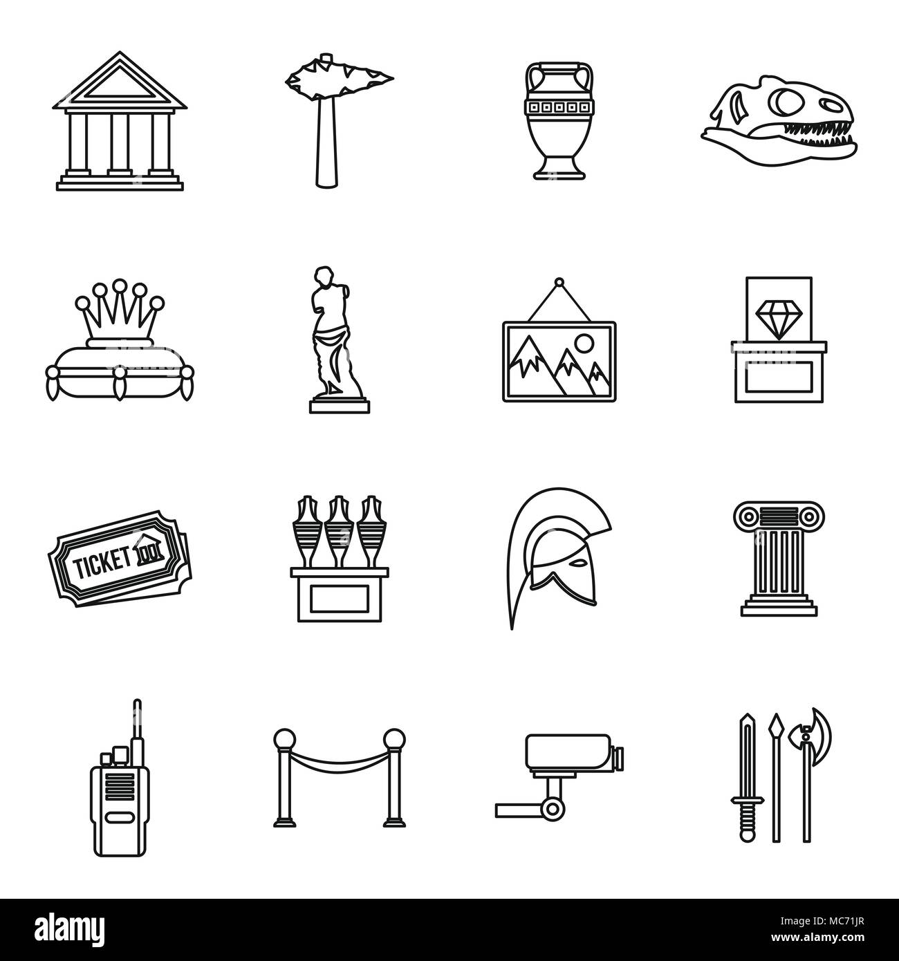 Museum icons set, outline style Stock Vector Image & Art - Alamy