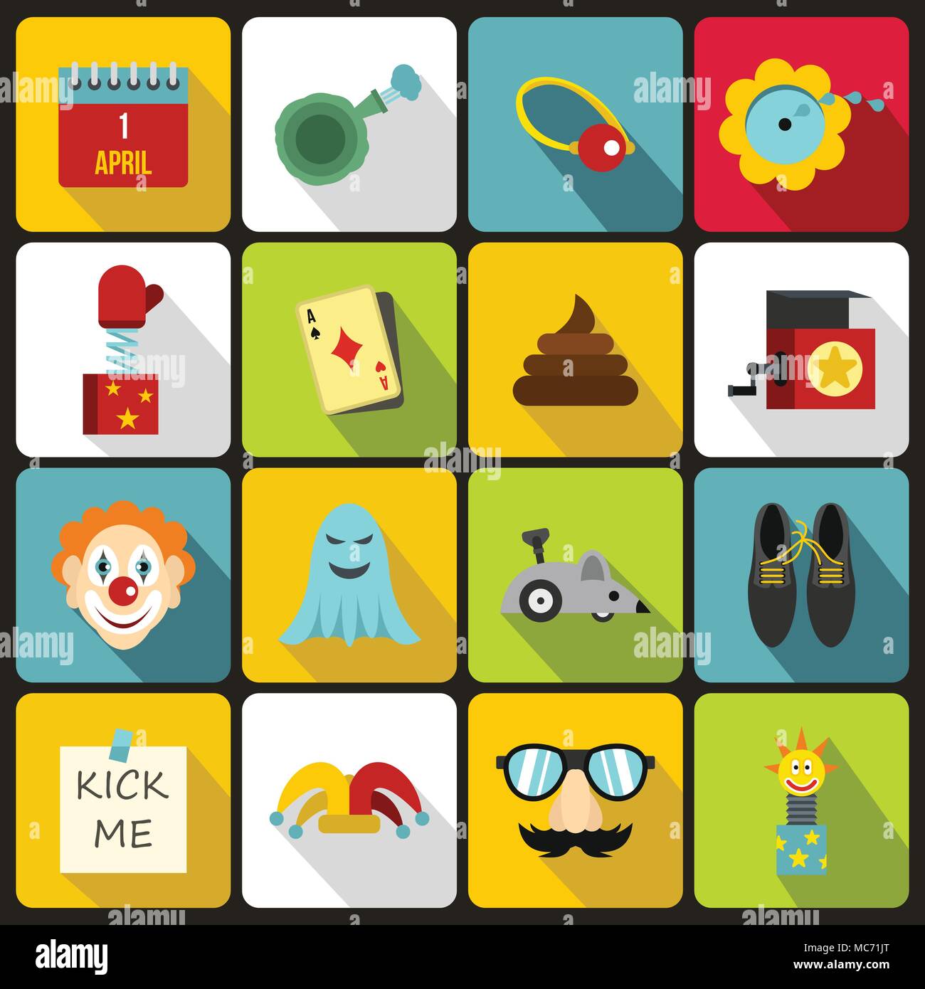 April fools day icons set, flat style Stock Vector Image & Art - Alamy