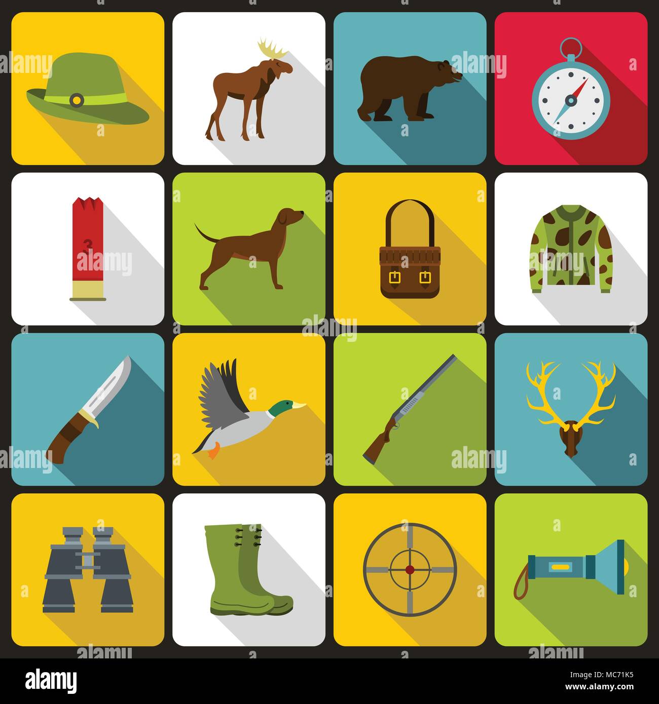 Hunting icons set in flat style Stock Vector Image & Art - Alamy