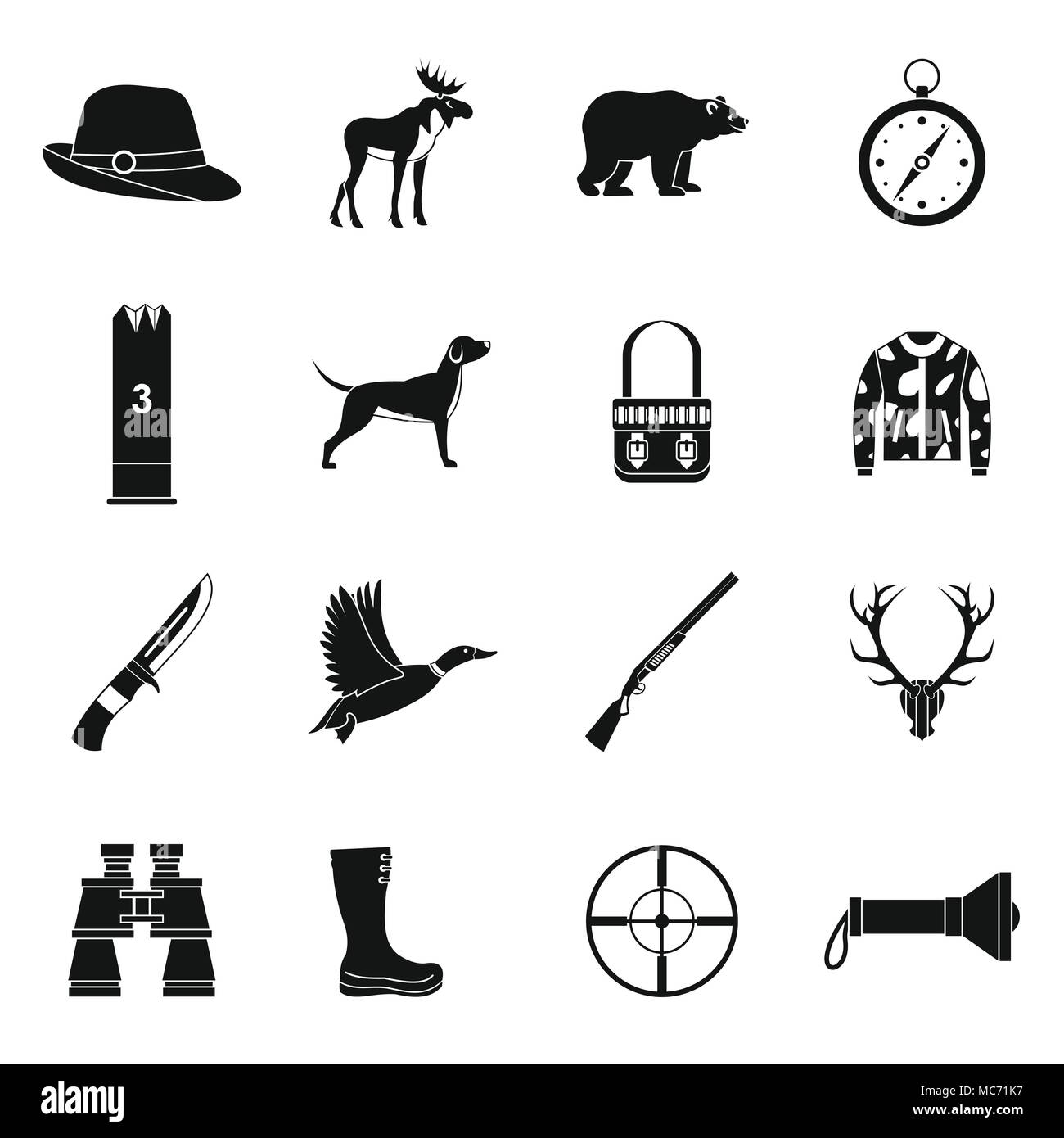 Hunting icons set , simple style Stock Vector Image & Art - Alamy