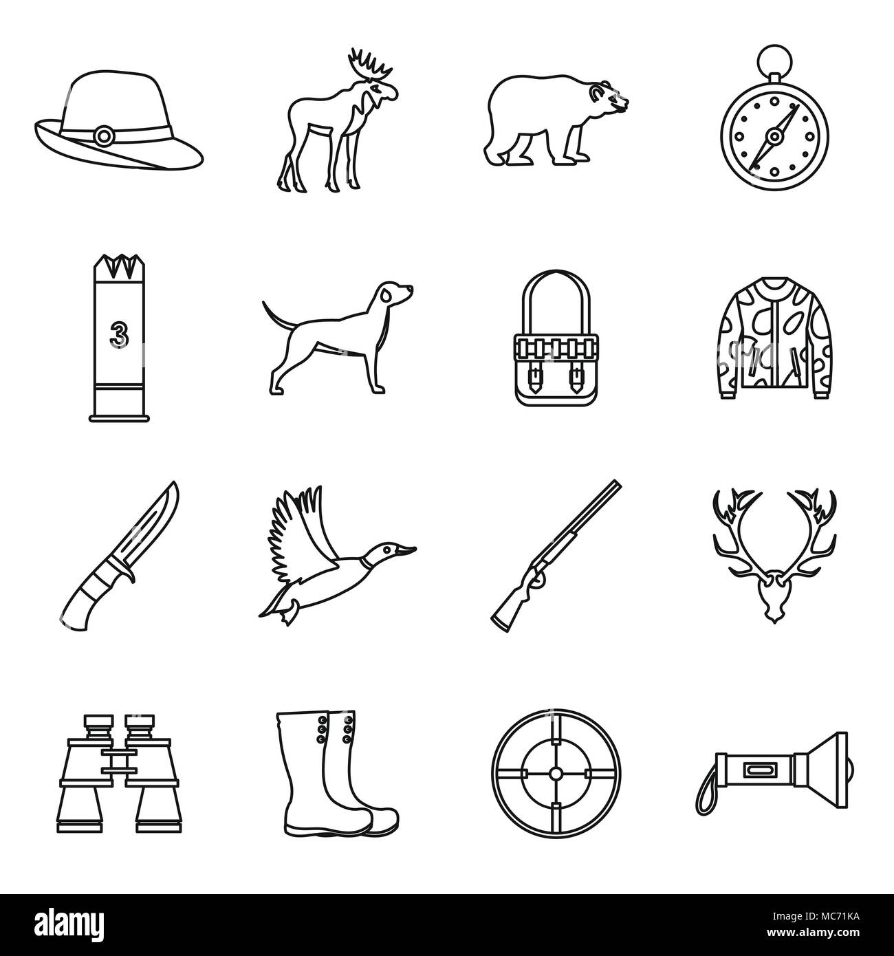Hunting icons set, outline style Stock Vector Image & Art - Alamy
