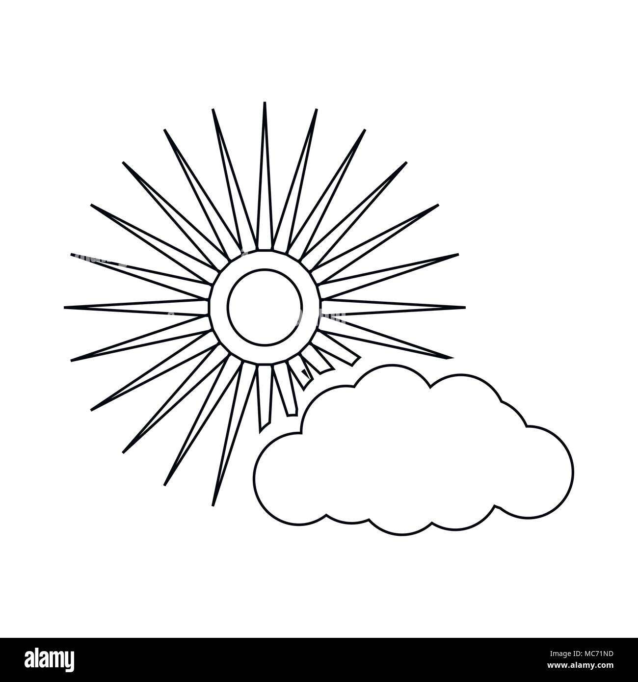 Sun and cloud weather icon, outline style Stock Vector Image & Art - Alamy