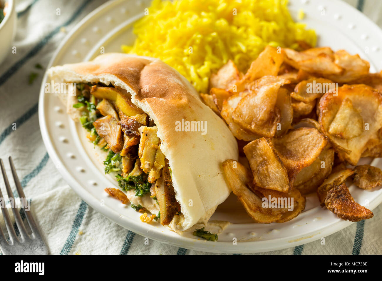 Homemade Chicken Shawarma Plate with Salad and Rice Stock Photo - Alamy