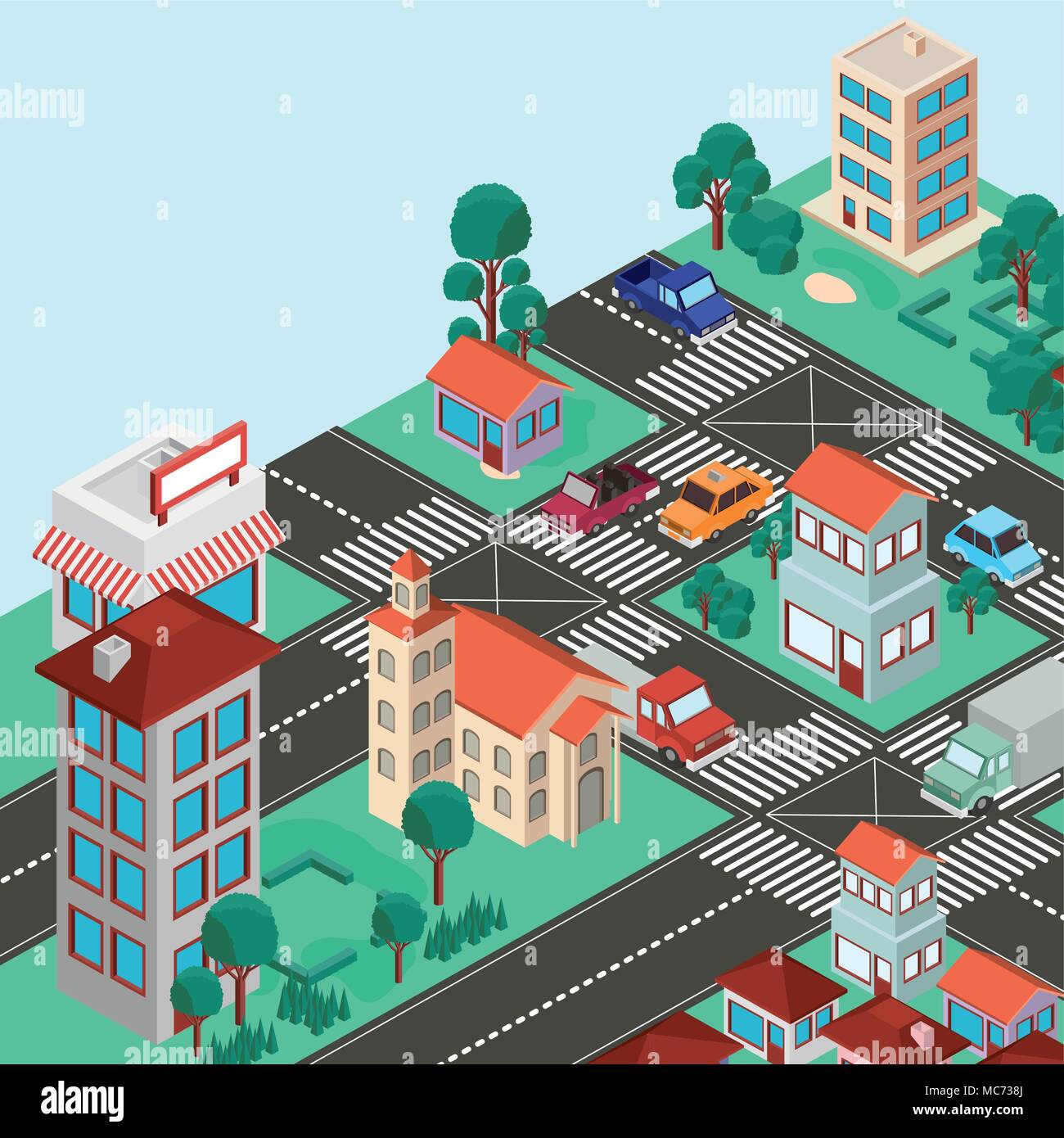 isometric city scene icons Stock Vector Image & Art - Alamy