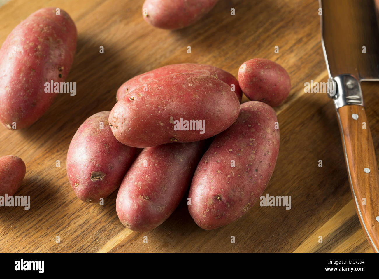 Raw Organic Red Fingerling Potatoes Ready to Cut Stock Photo - Alamy
