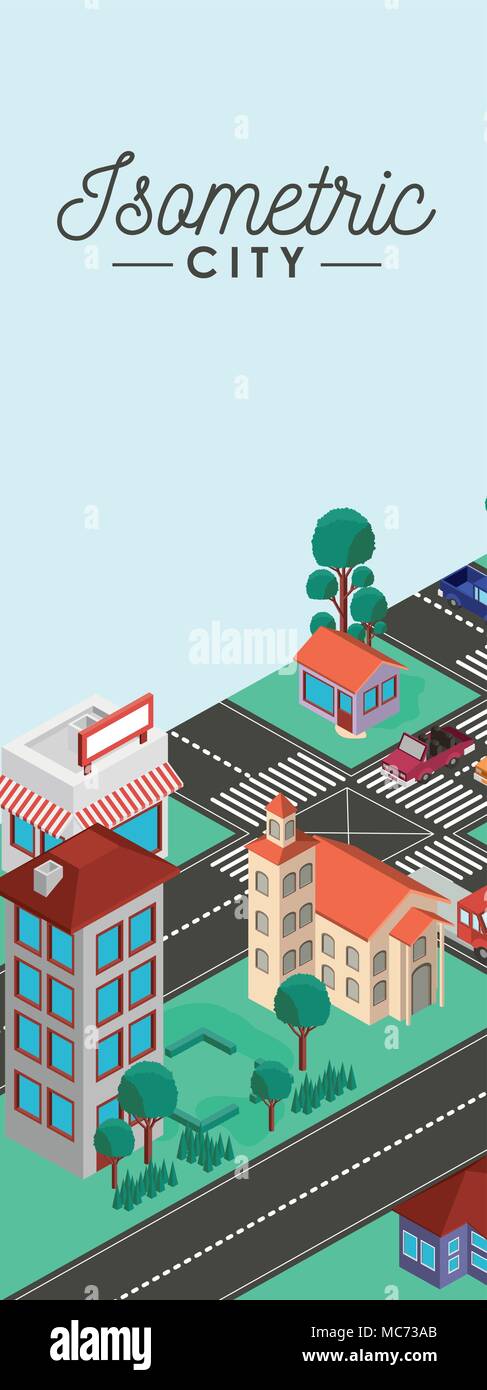 isometric city scene cards icons Stock Vector Image & Art - Alamy