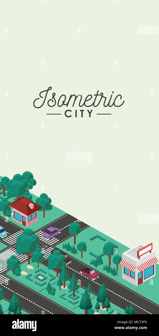 isometric city scene cards icons Stock Vector Image & Art - Alamy
