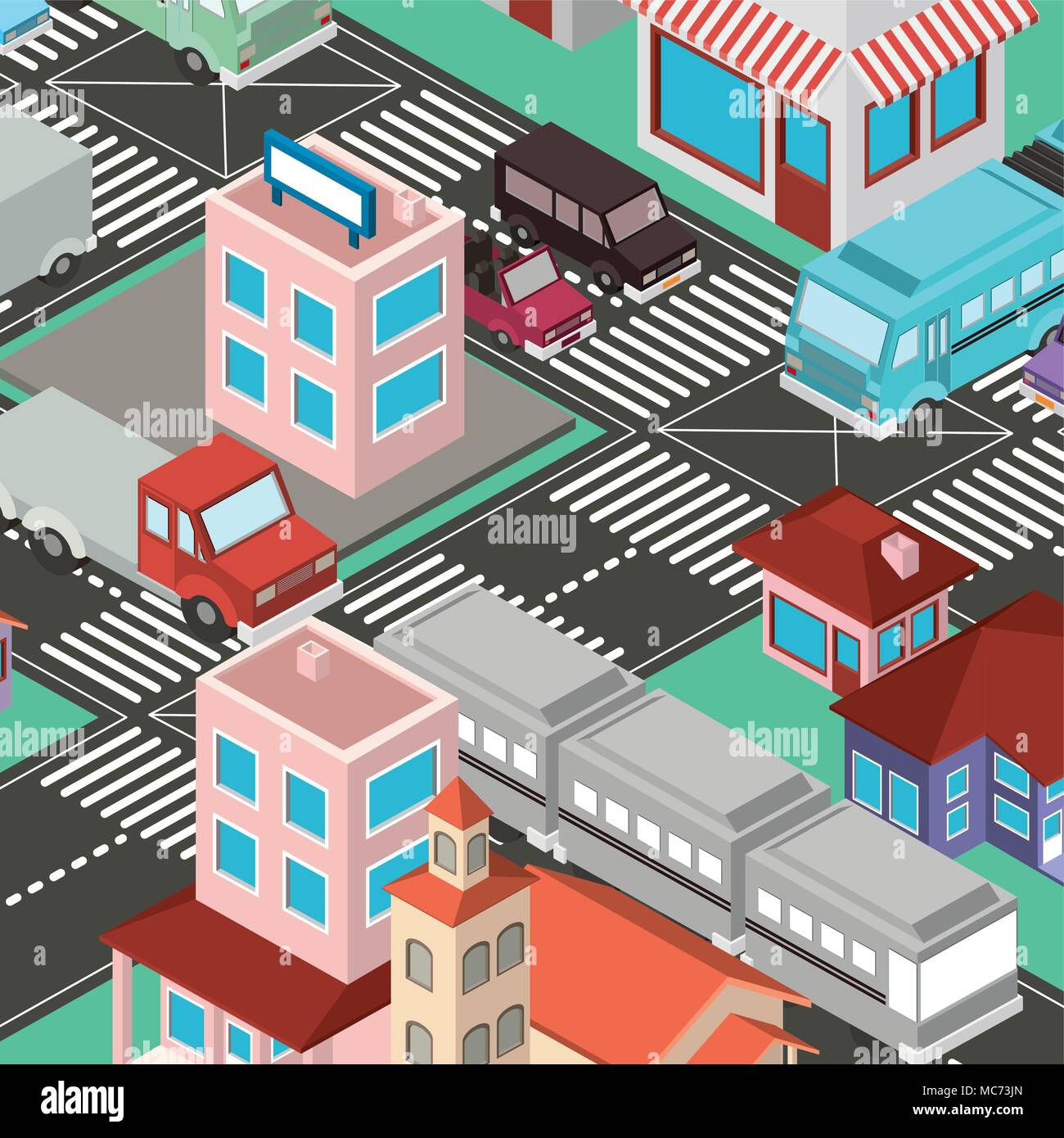 isometric city scene icons Stock Vector Image & Art - Alamy