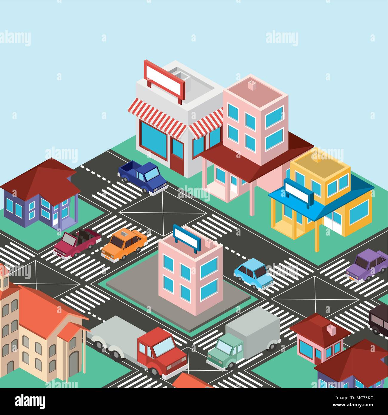 isometric city scene icons Stock Vector Image & Art - Alamy