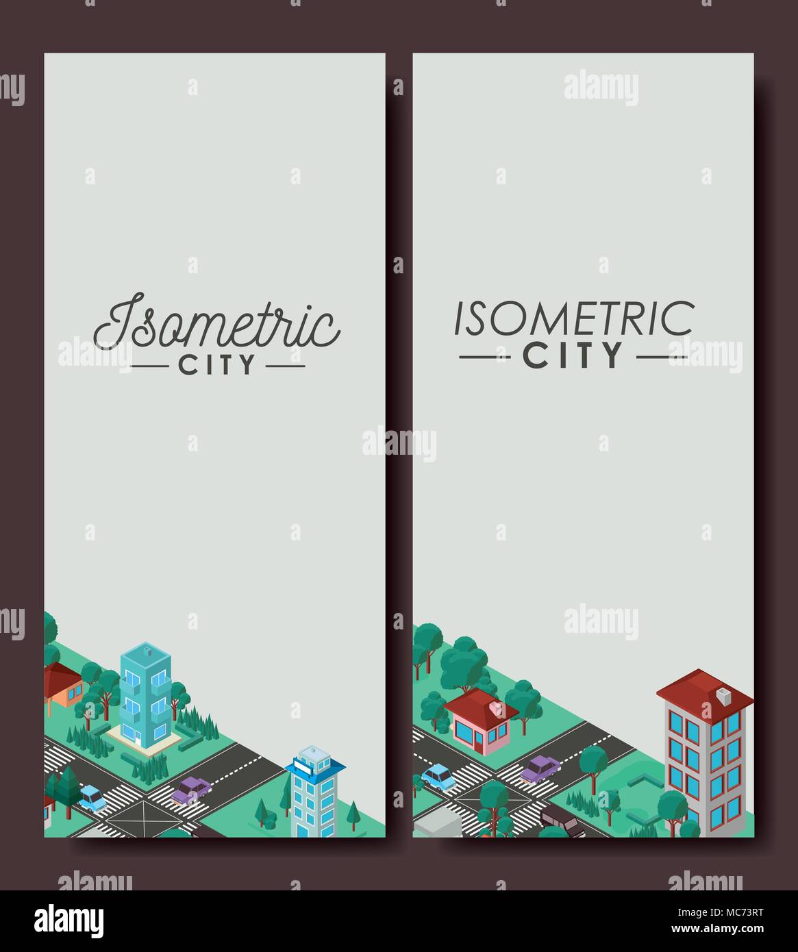 isometric city scene cards icons Stock Vector Image & Art - Alamy