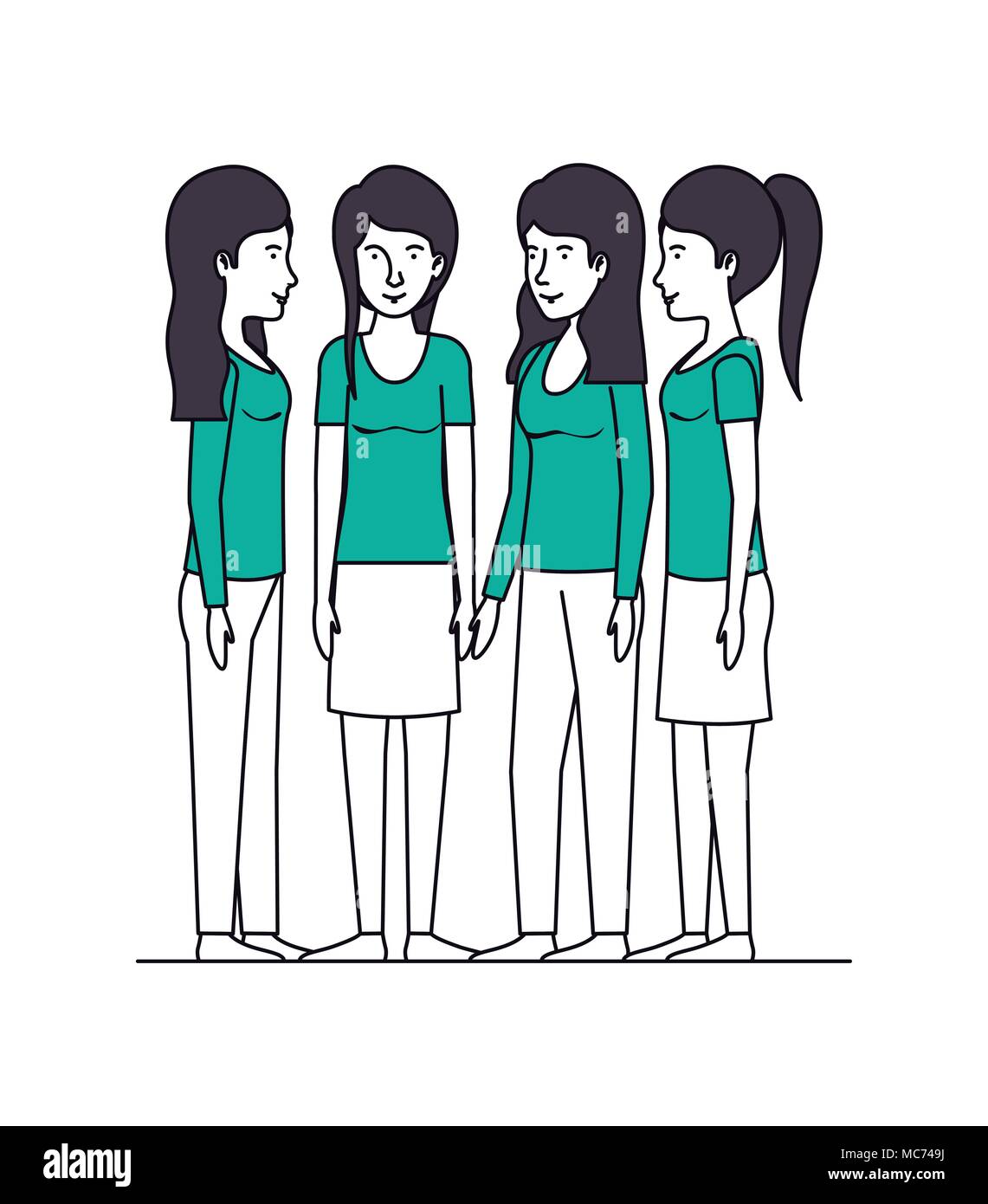 group of women with green clothes Stock Vector Image & Art - Alamy