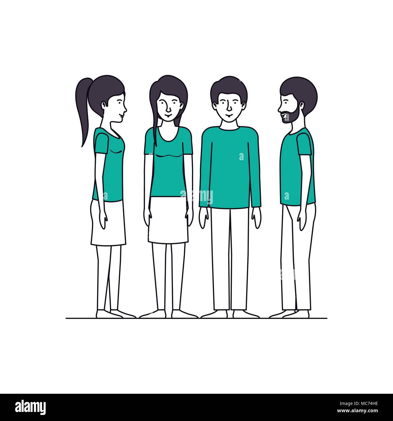 group of people with green clothes Stock Vector Image & Art - Alamy