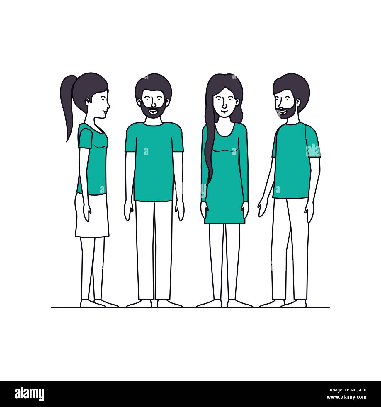 group of people with green clothes Stock Vector Image & Art - Alamy