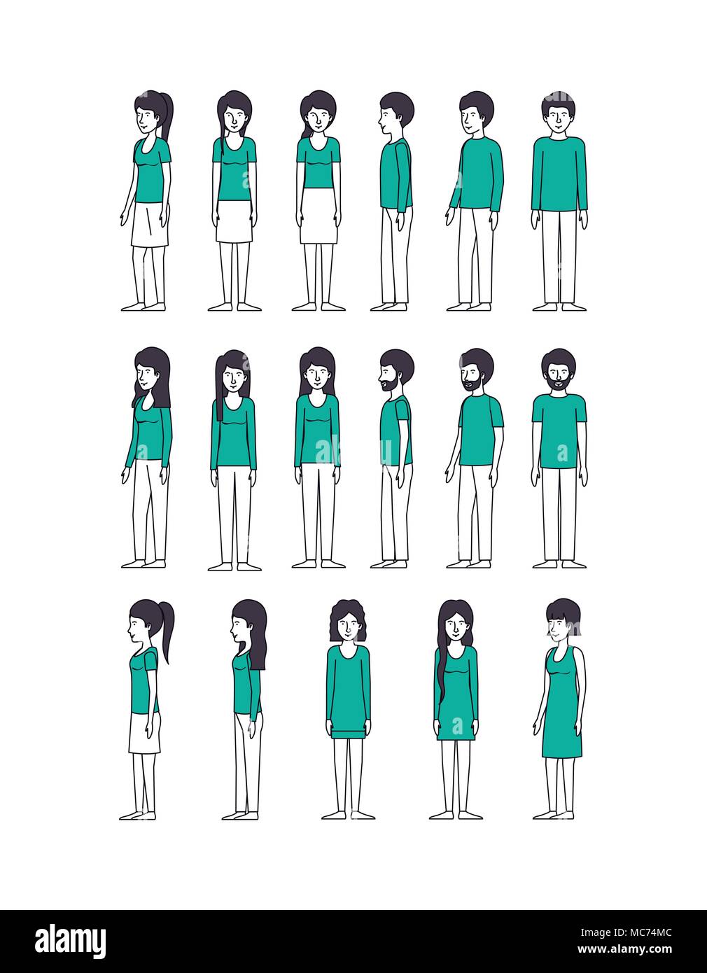 group of people with green clothes Stock Vector Image & Art - Alamy