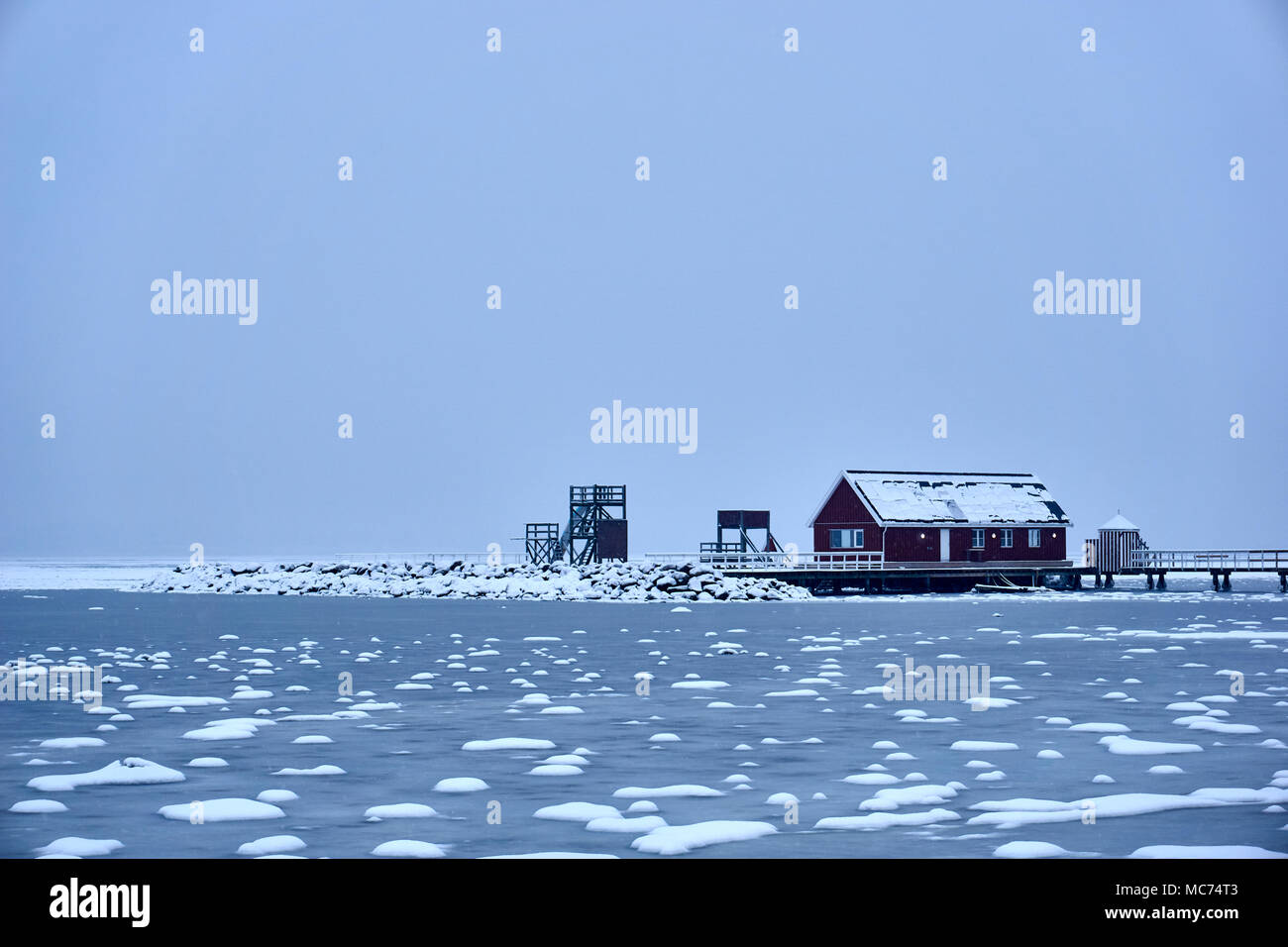 The frozen sea is beautiful clouds at sunset. Denmark. Baltic Sea ...