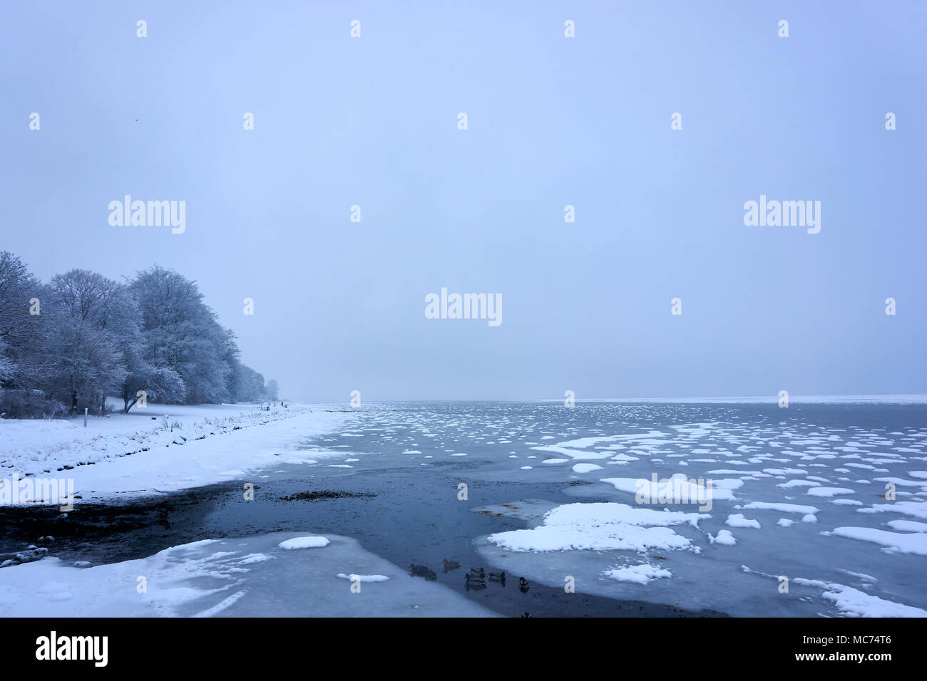 The frozen sea is beautiful clouds at sunset. Denmark. Baltic Sea ...