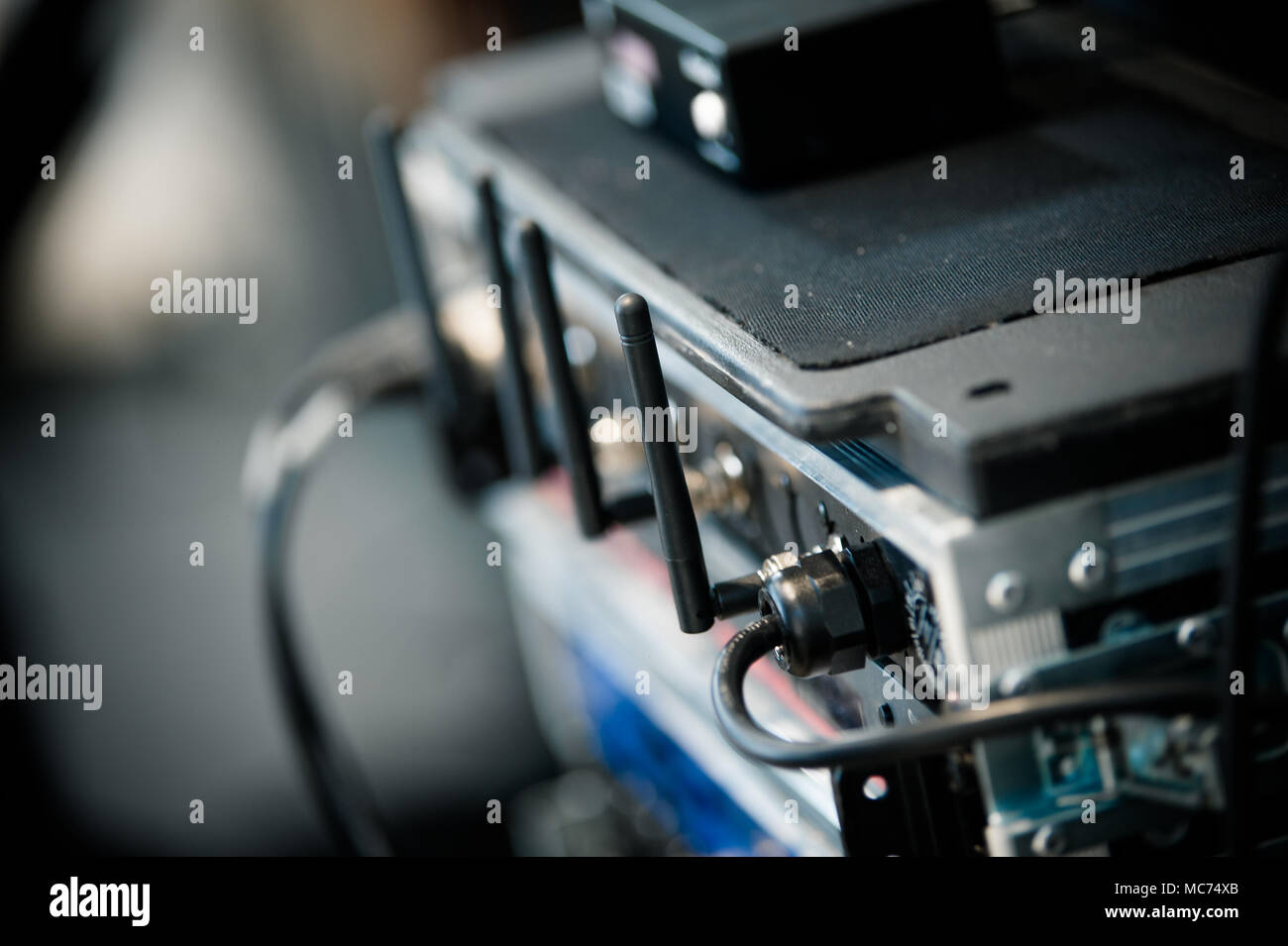 audio sender receiver antenna conference speaker microphone Stock Photo ...