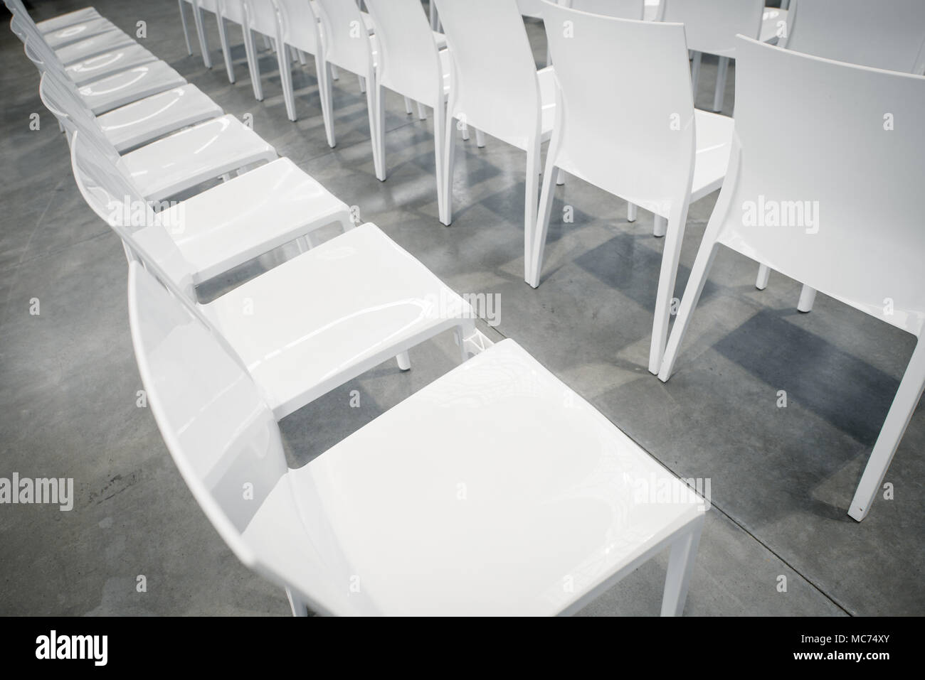 White modern chairs in conference room auditorium seminar Stock Photo ...