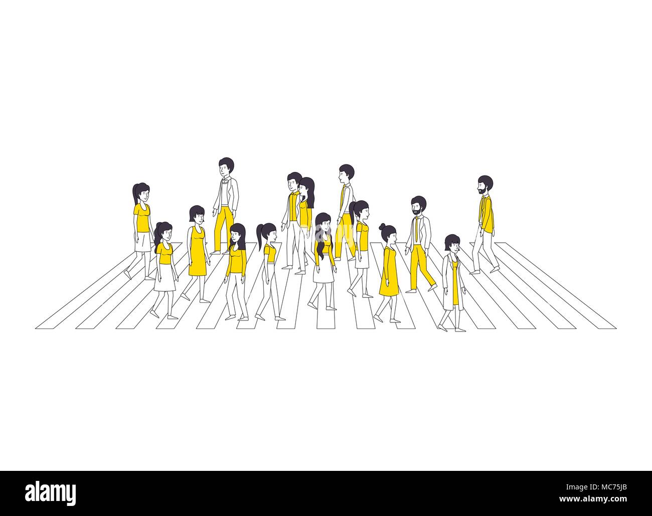 group of people with yellow clothes Stock Vector Image & Art - Alamy