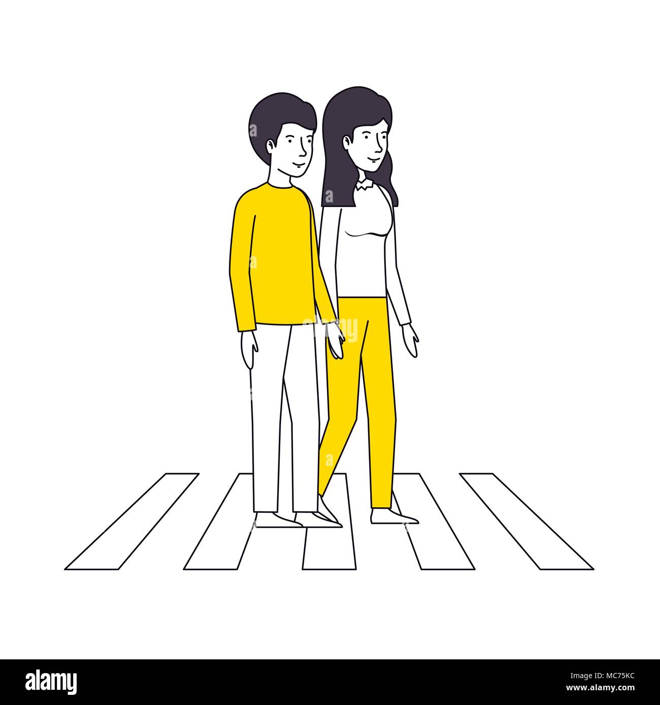 couple lovers with yellow clothes Stock Vector Image & Art - Alamy