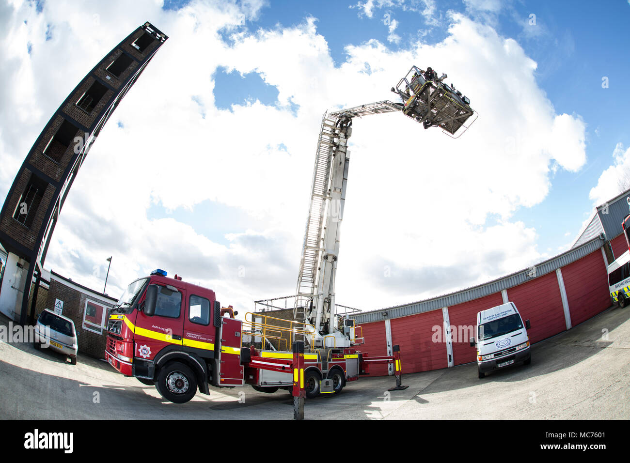 fire engine at station fisheye Stock Photo - Alamy