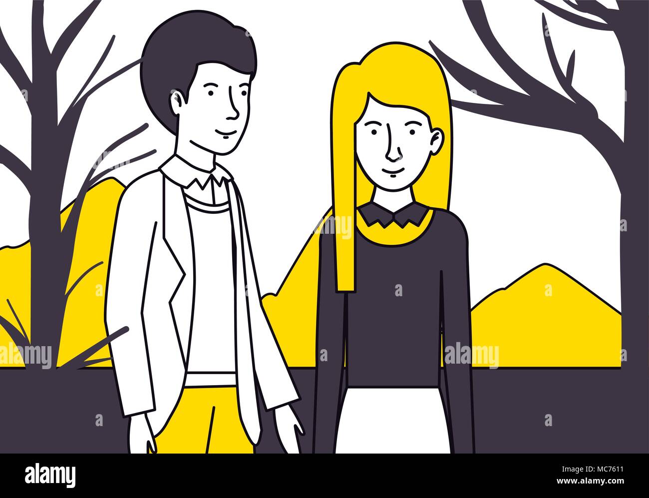 couple lovers with yellow clothes Stock Vector Image & Art - Alamy