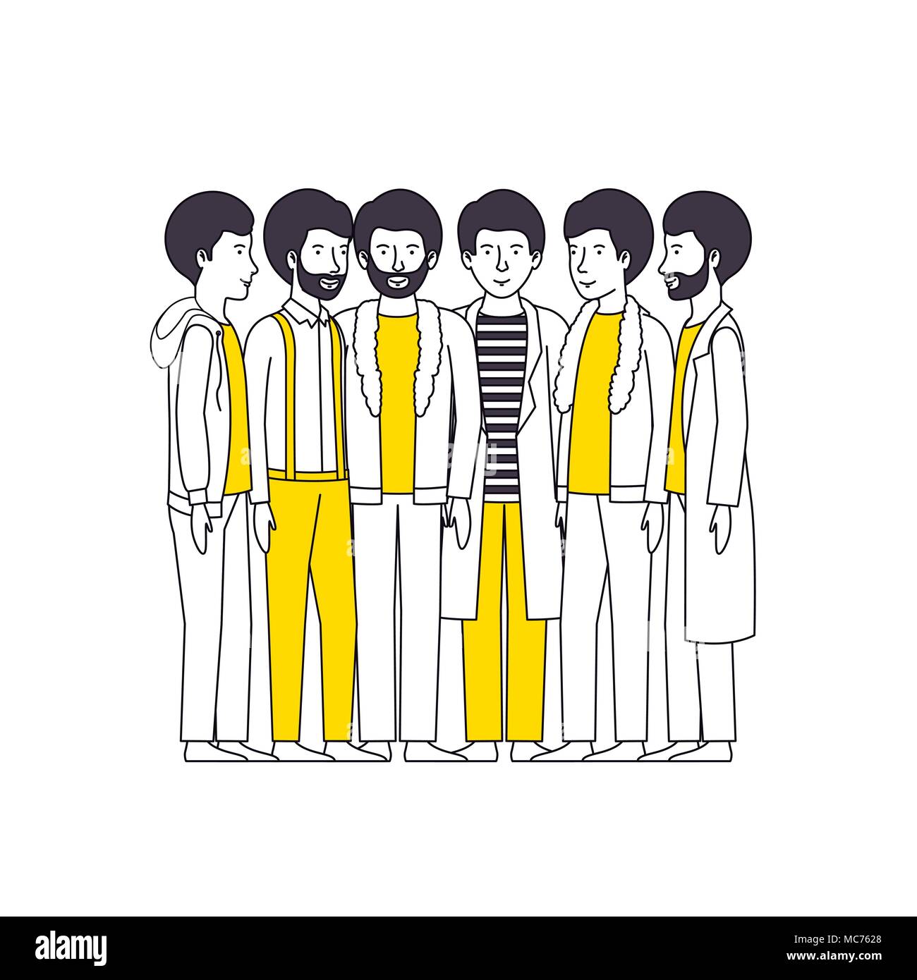 group of men with yellow clothes Stock Vector Image & Art - Alamy