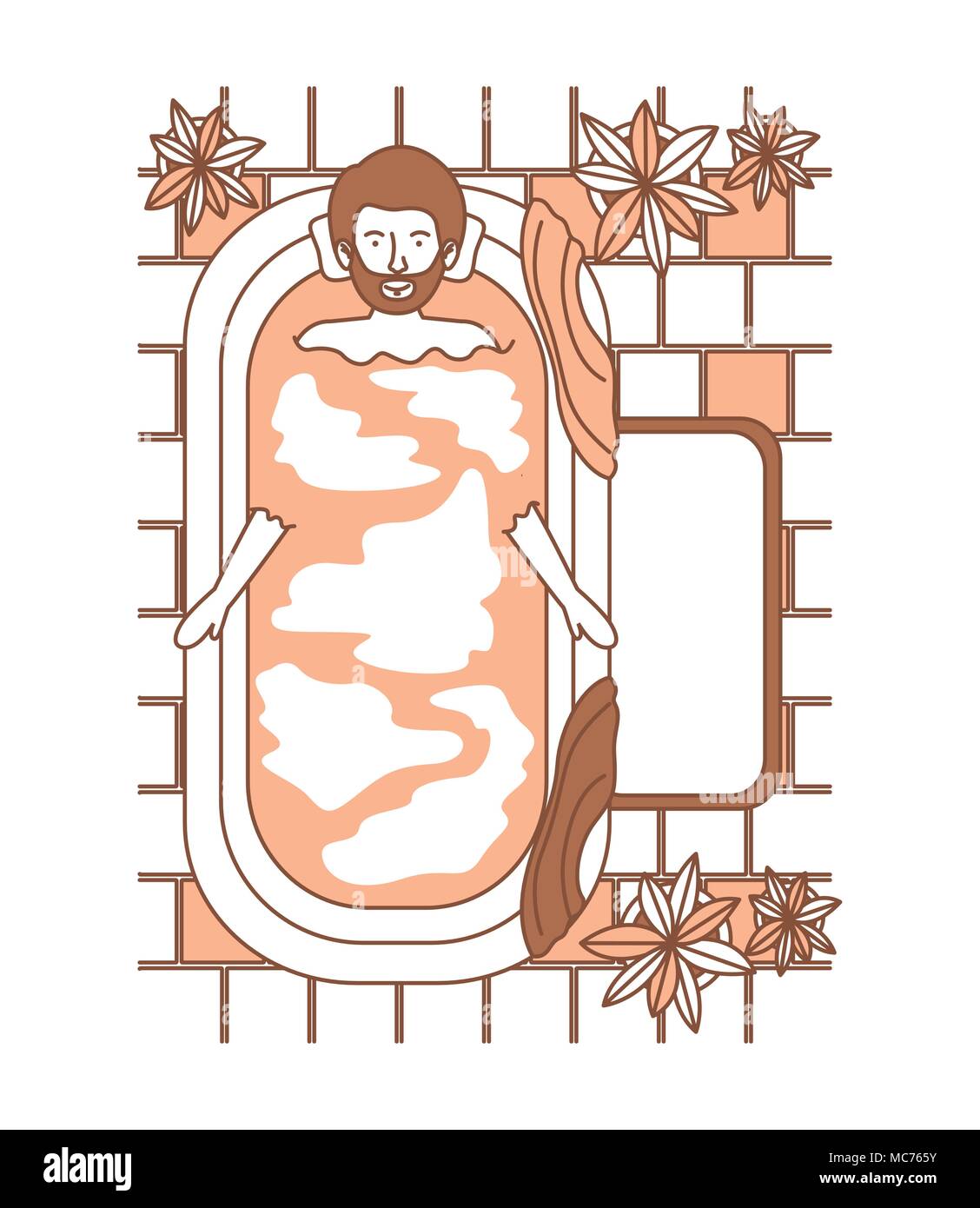 Man Taking A Bath Tub With House Stock Vector Image And Art Alamy