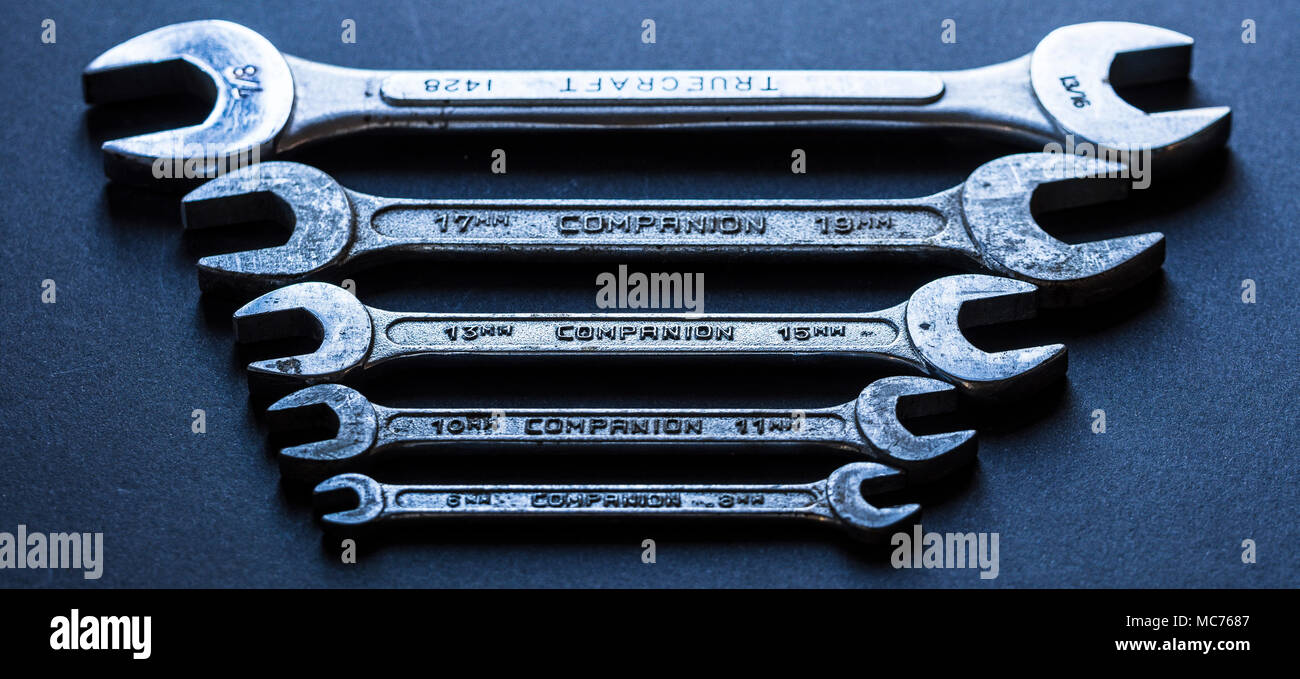 open end wrench tool set Stock Photo - Alamy