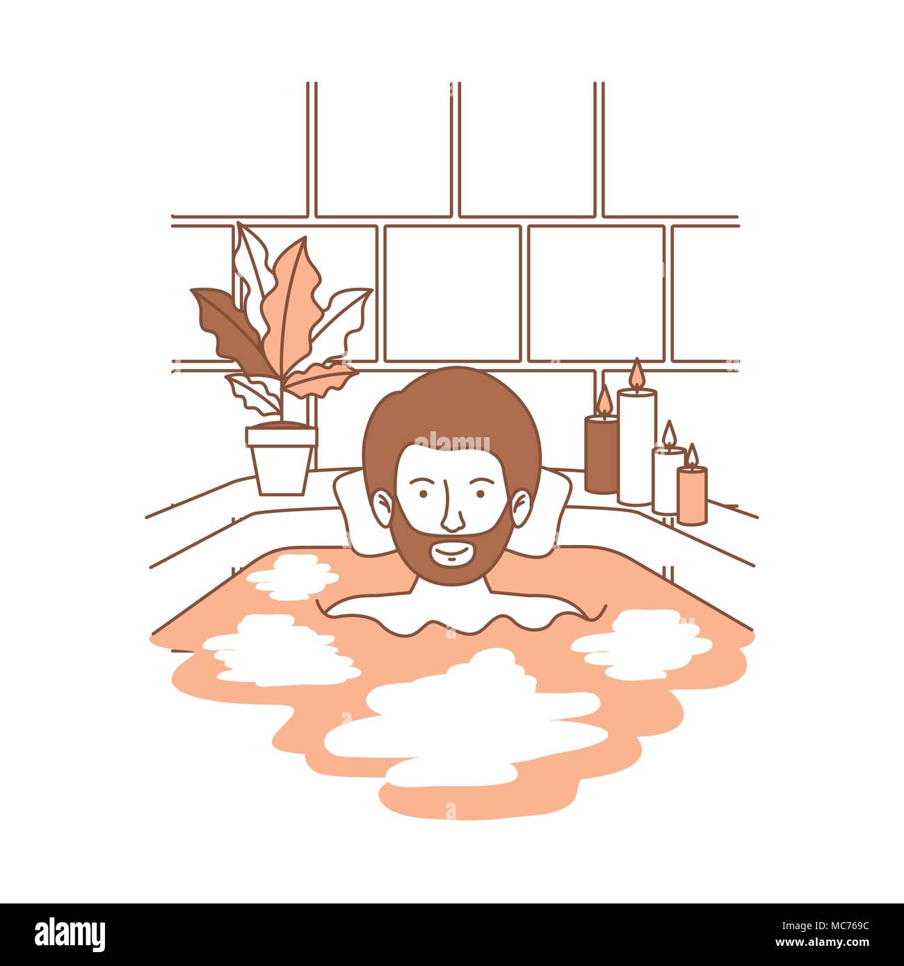 Man Taking A Bath Tub With House Stock Vector Image And Art Alamy