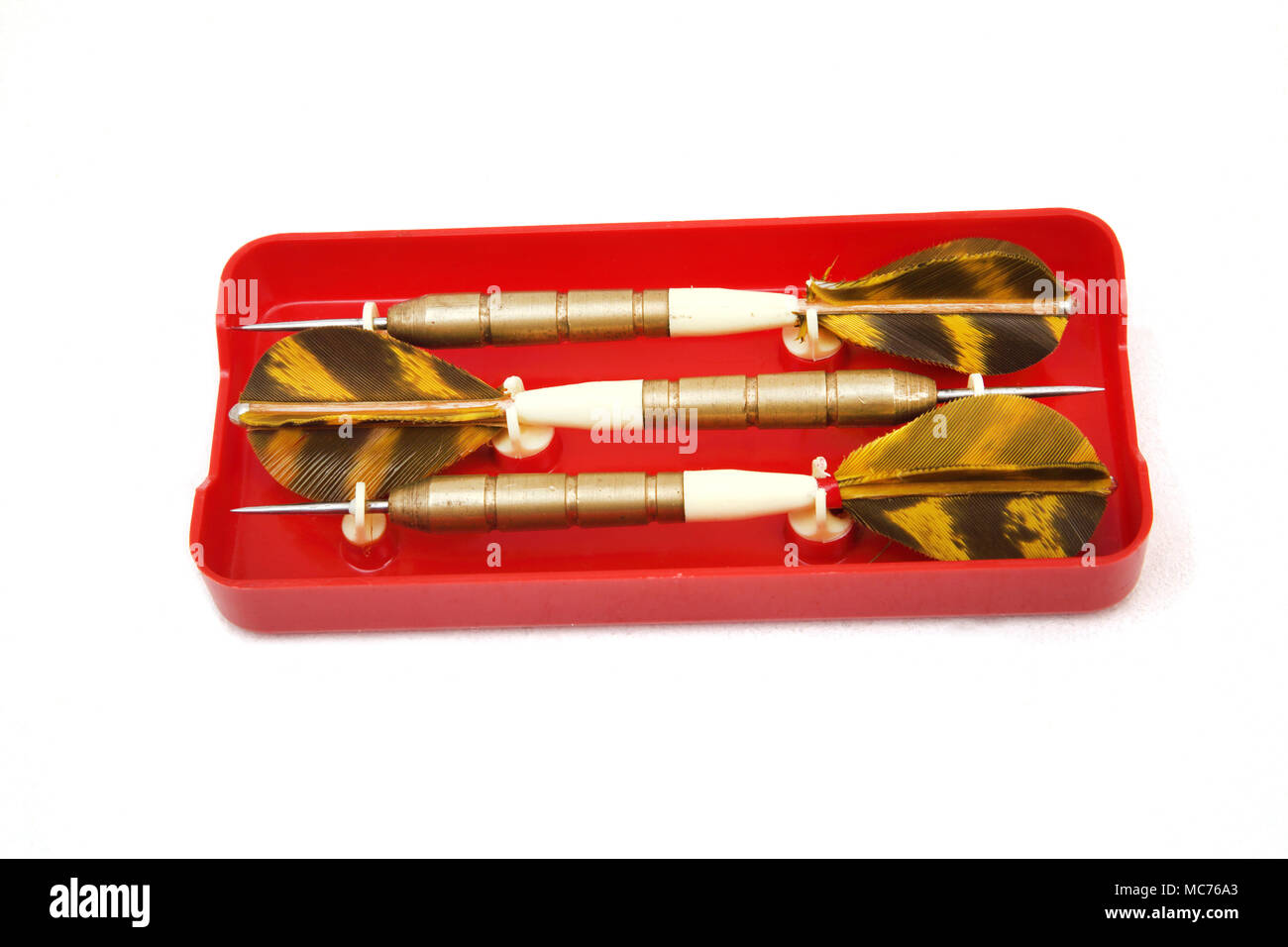 Vintage Glyda Darts made with Brass And Feathers Stock Photo - Alamy