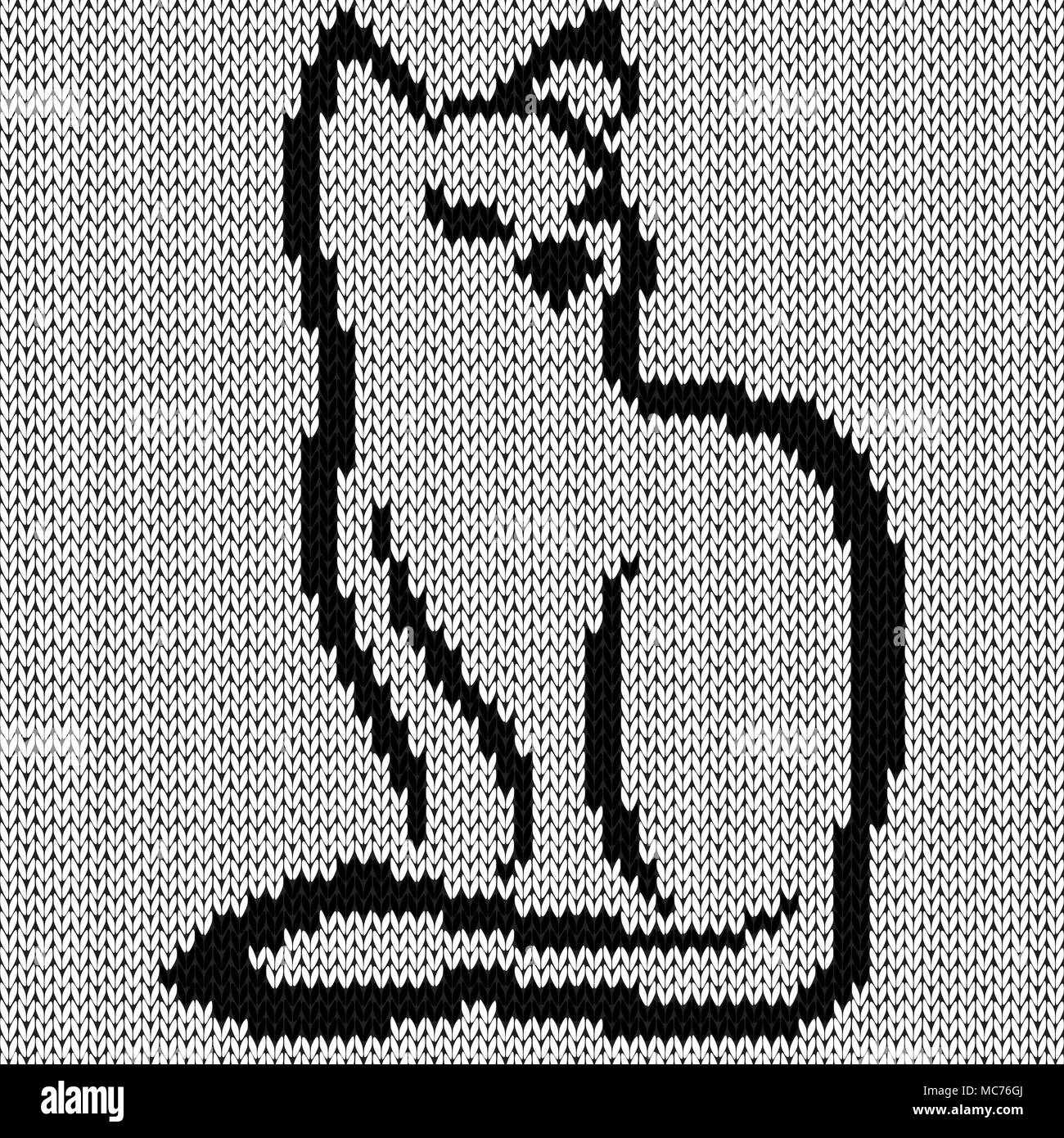 Black cat outline over white, knitting vector pattern as a fabric ...