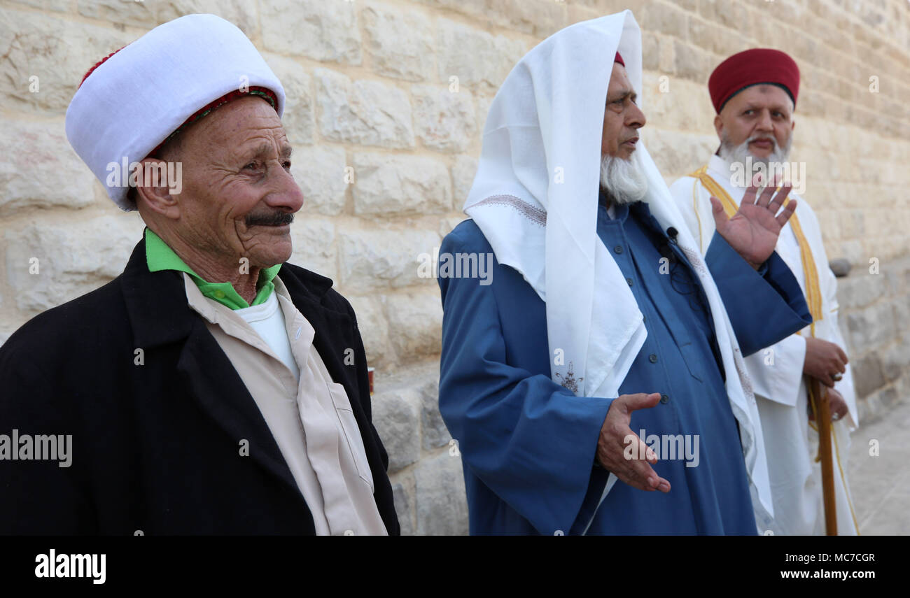 Members of a Palestinian Sufi community perform religious Muslim hymns ...