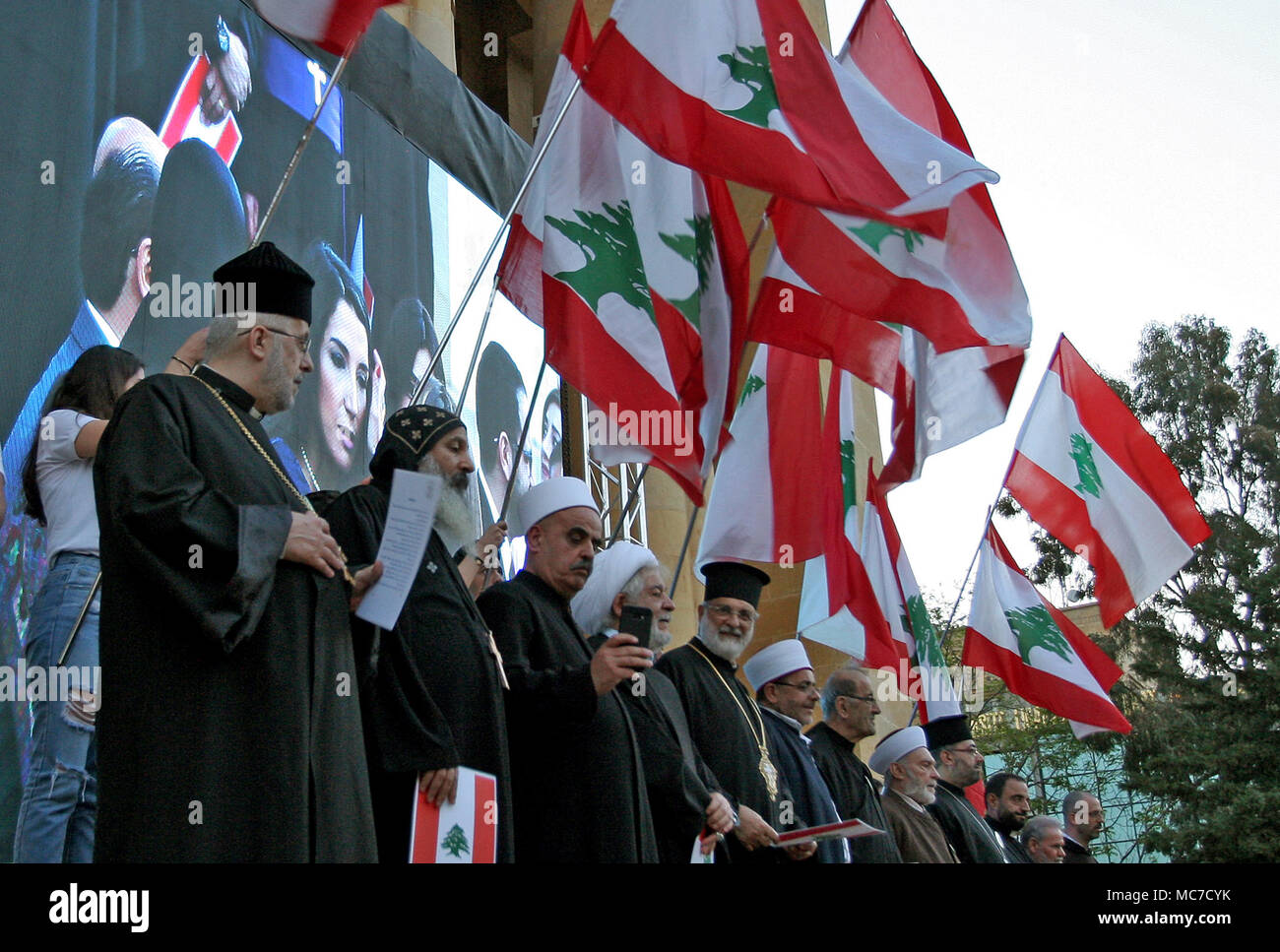 Beirut, Lebanon. 13th Apr, 2018. Lebanese clergymen from different ...
