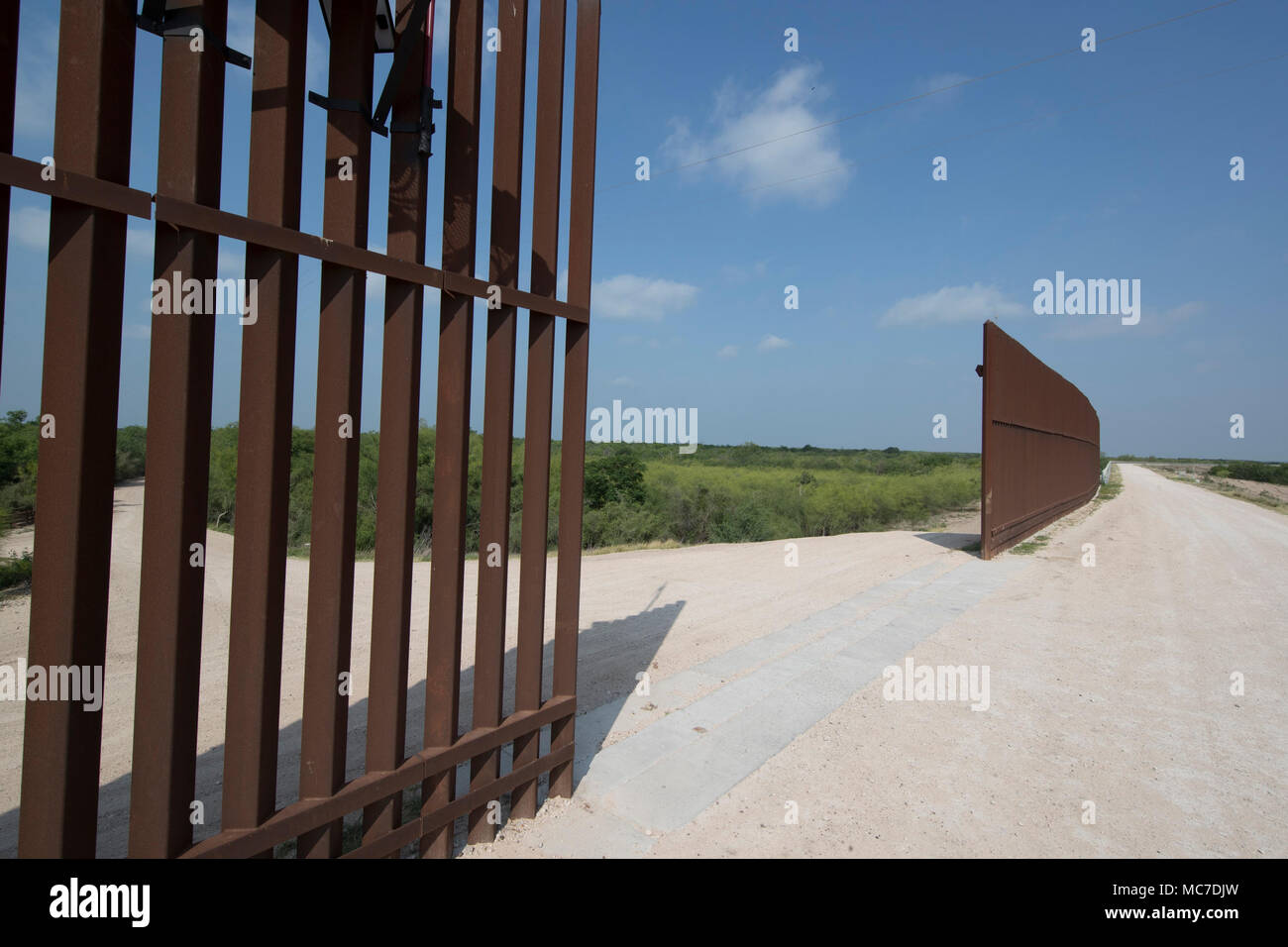 A section of the security fence between the United States and Mexico ...