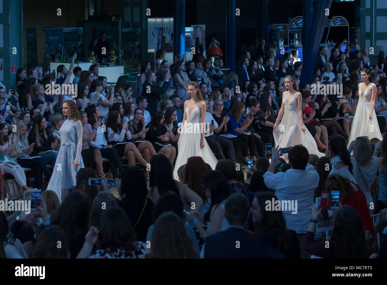 Budapest, Budapest. 13th Apr, 2018. Models present creations by ...