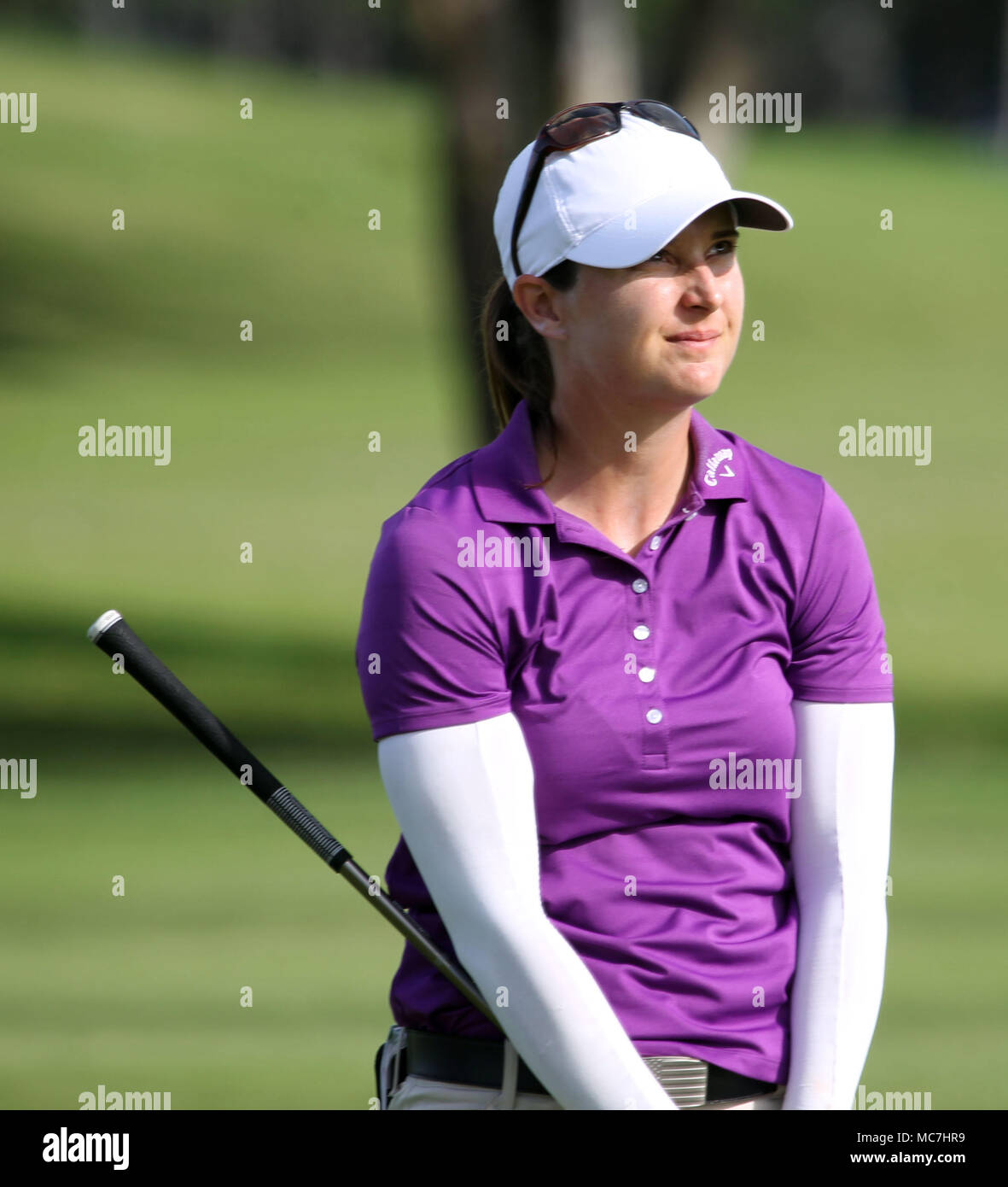 April 13, 2018 - Lindy Duncan on the 18th hole during the third round ...