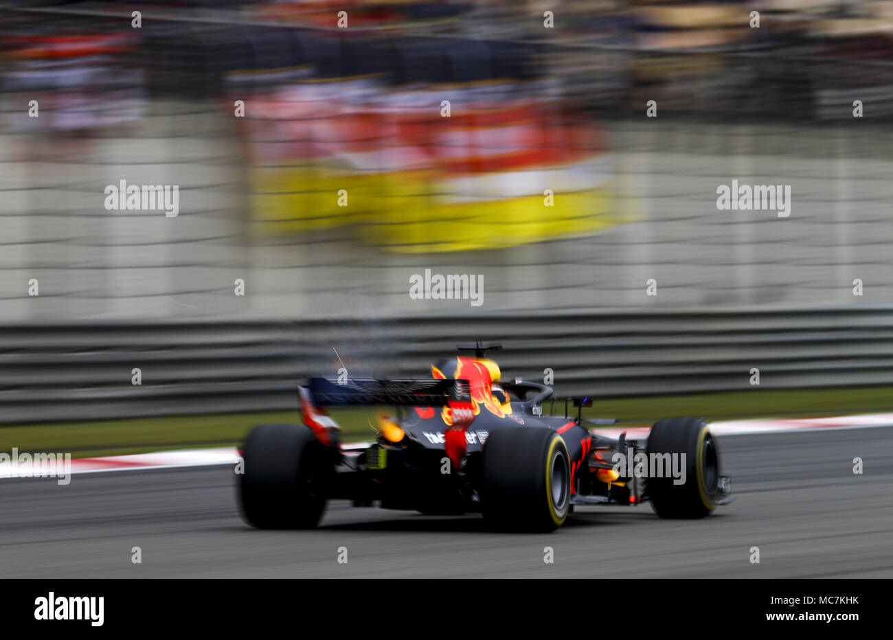 Shanghai, China. 14th Apr, 2018. has an engine failure during practice ...