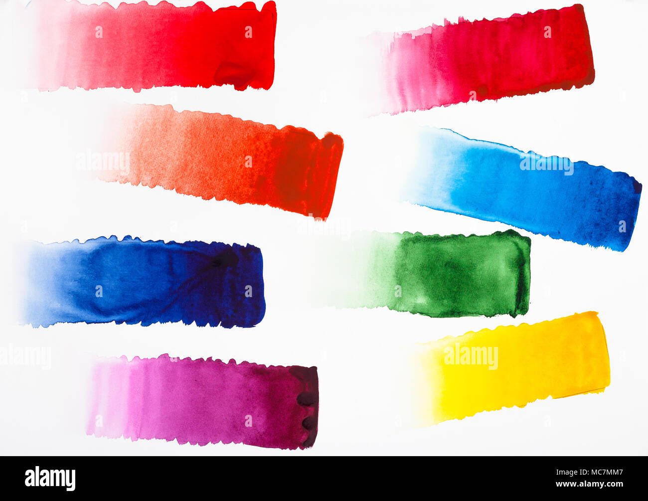 training drawing - several colour gradients by watercolour on white ...