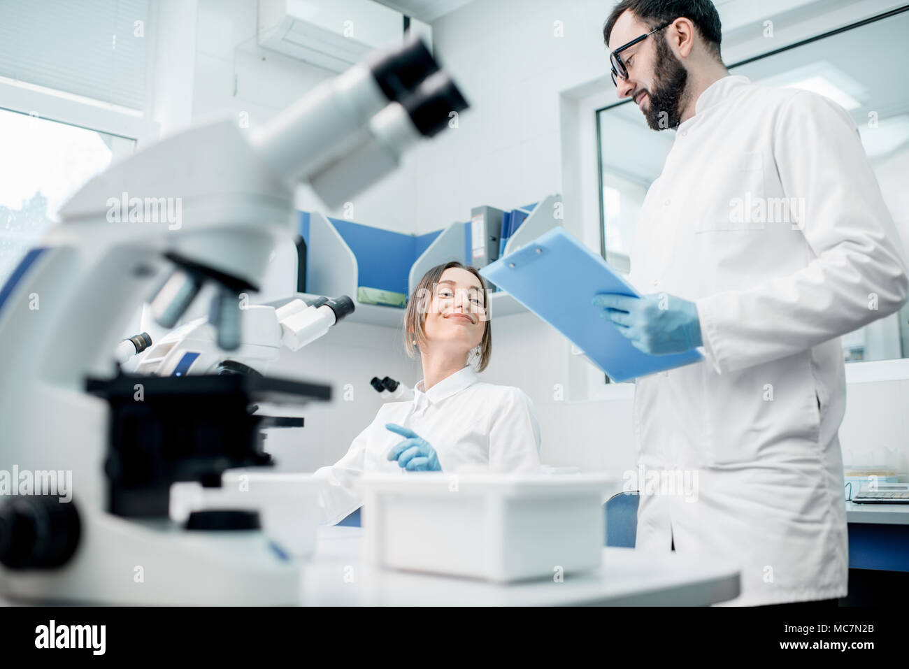 Laboratory microscope in scientists office hi-res stock photography and ...