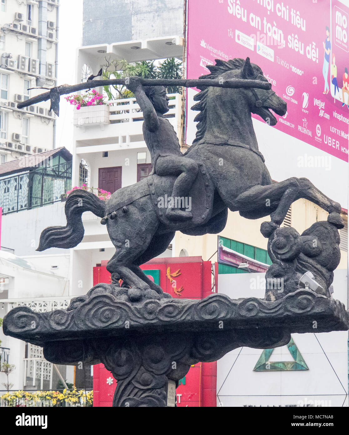 Statue of folk hero Thanh Giong at Phu Dong roundabout, Ho Chi Minh ...